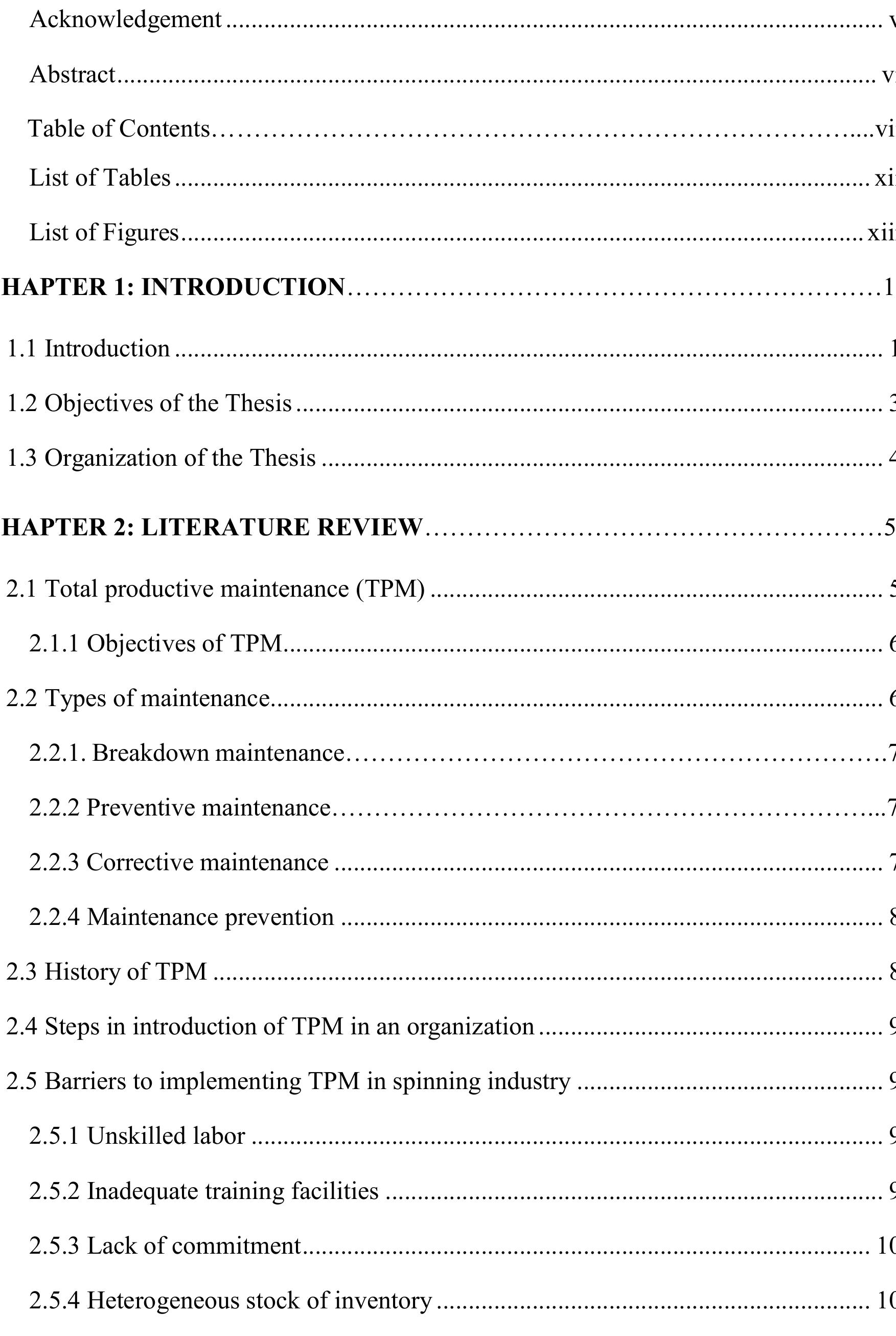 Table 1 - Improvement of Overall Equipment Efficiency (OEE)