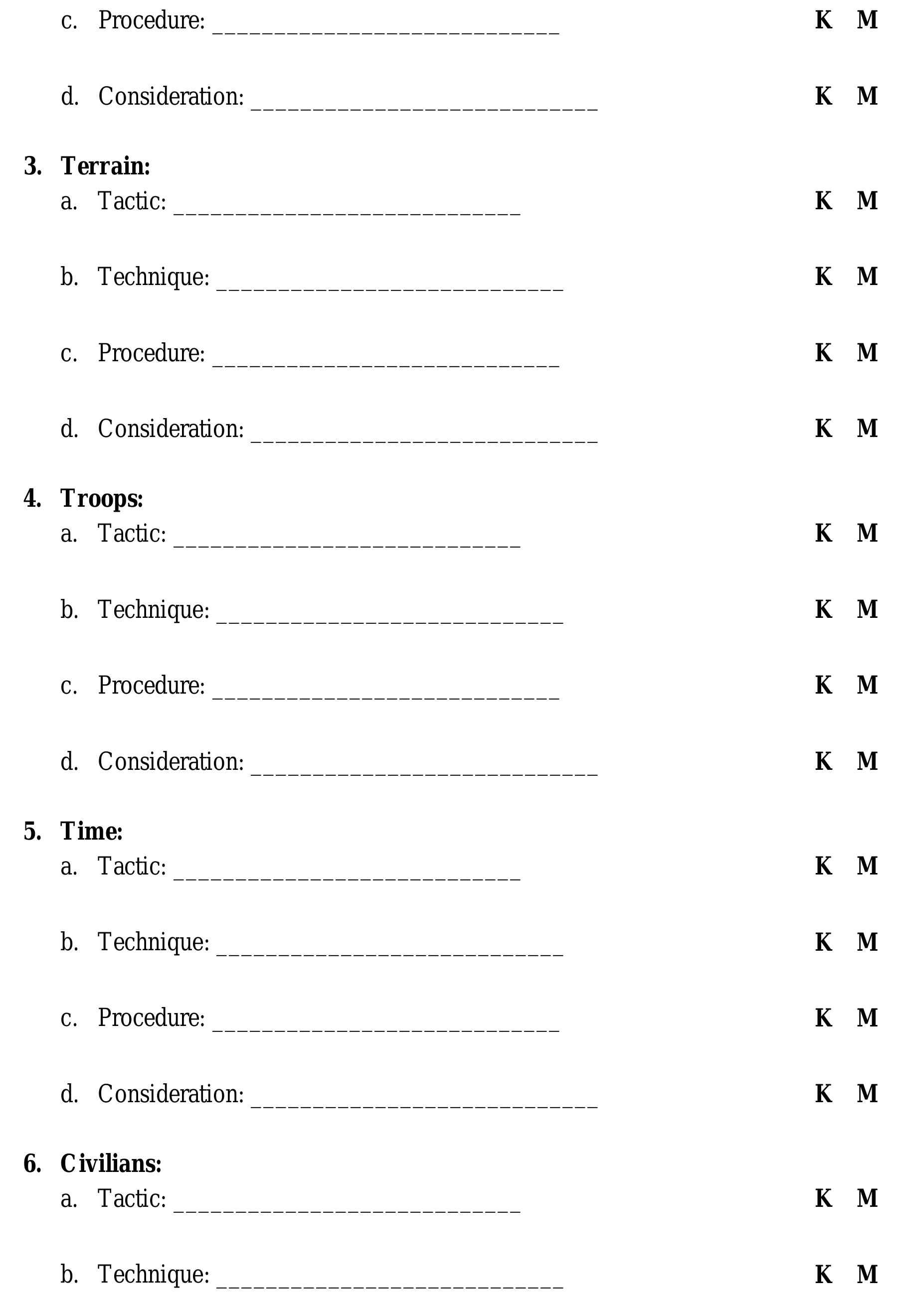 Table 9 - Flexible Method for Developing Tactics,