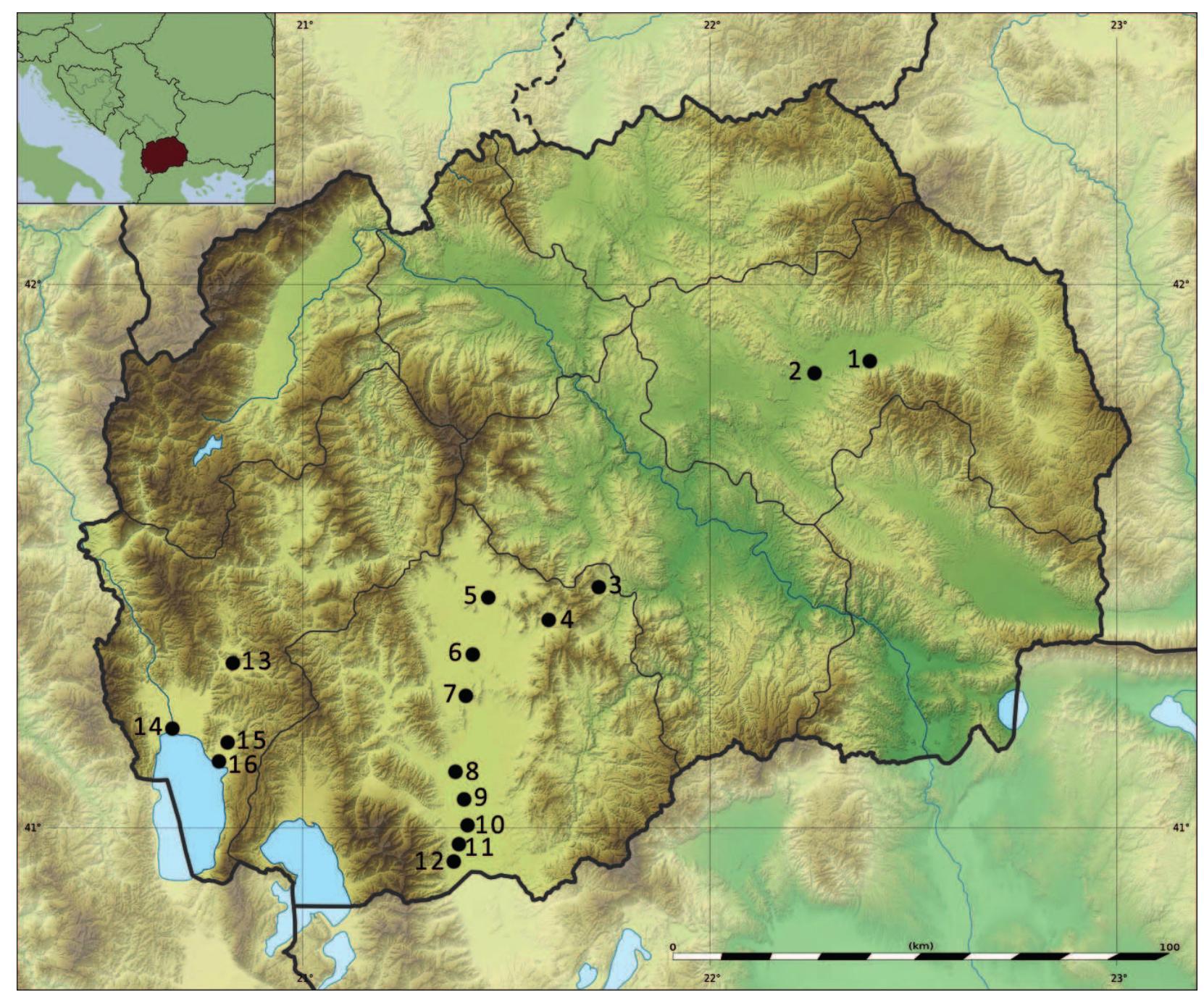 Map of the republic of macedonia showing the location of