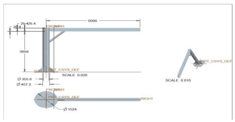 Jib crane final assembly drawing using pro-e