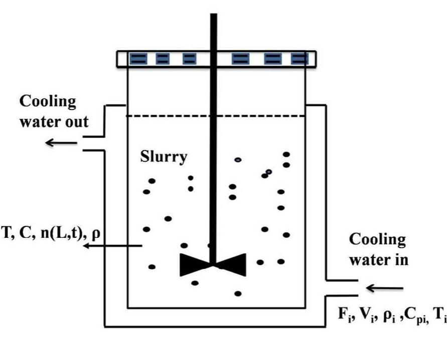 Jacketed batch cooling crystallizer. of equilibrium is
