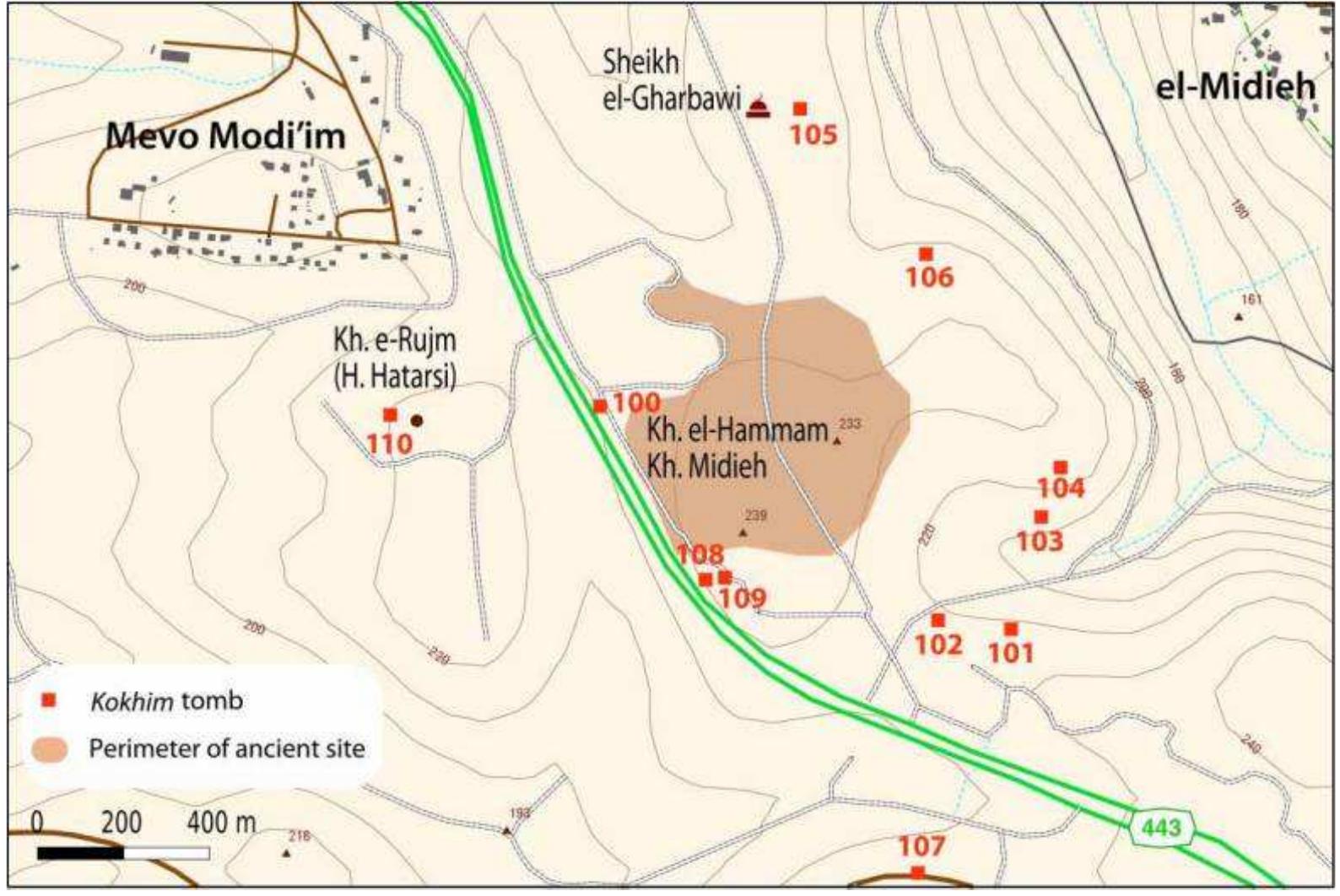 ‘ig. 11. map showing location of kokhim-type rock-cut tombs
