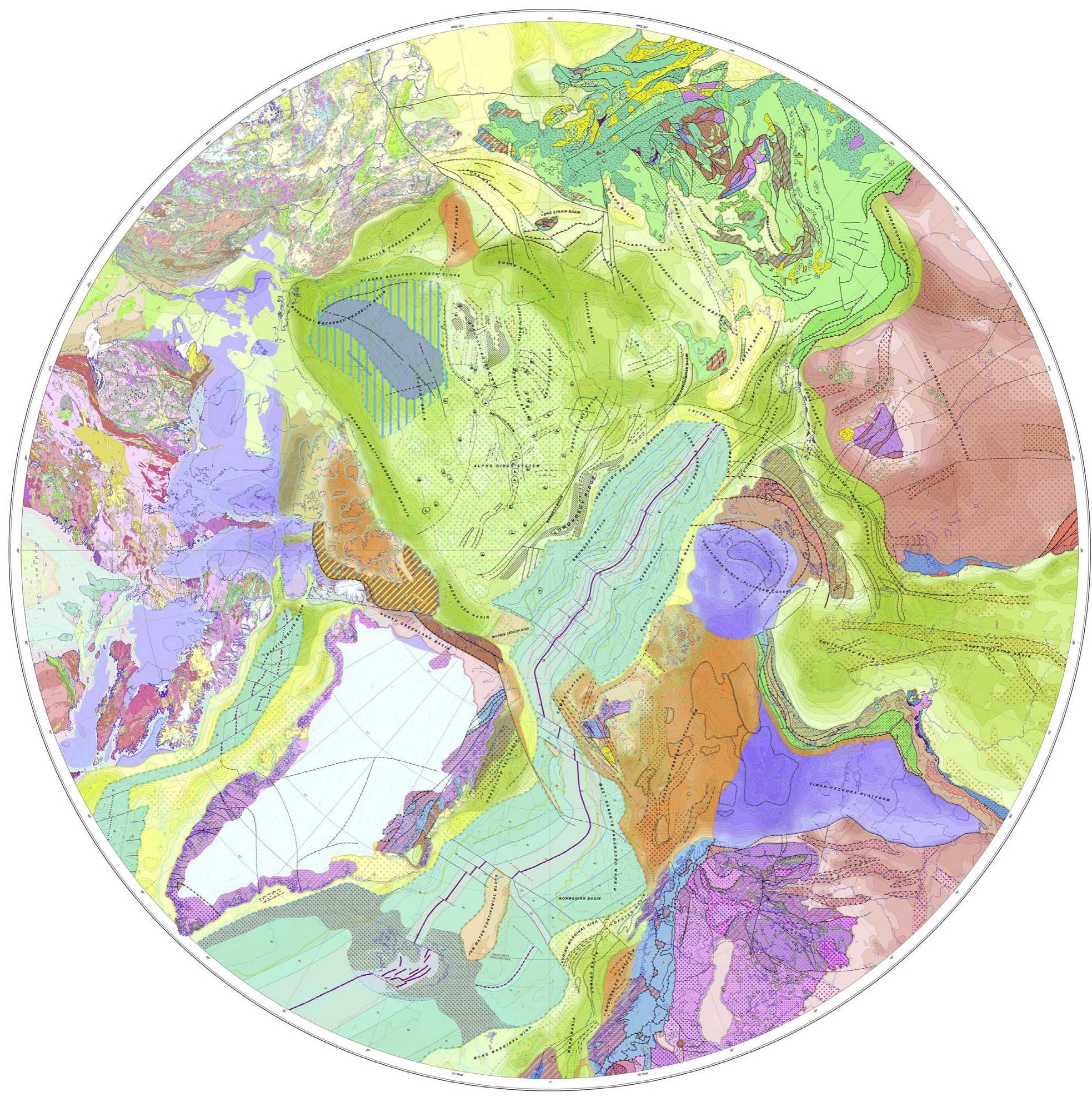 New tectonic map of the arctic at 1:5 m scale.