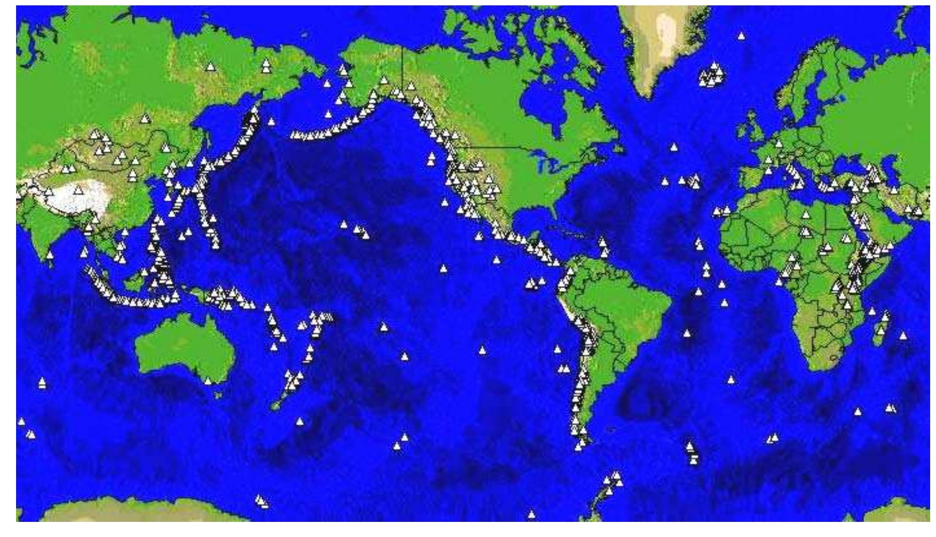 Map of global volcano distribution