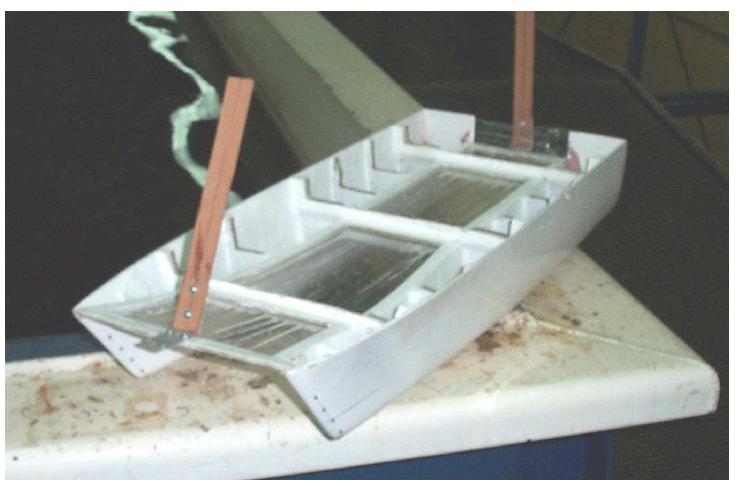 Towing tank test figure 4; the model fitted with studs