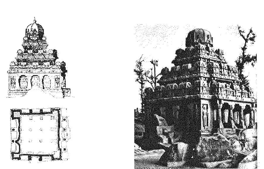 Dharmaraja ratha, mahabalipuram: plan, elevation and view