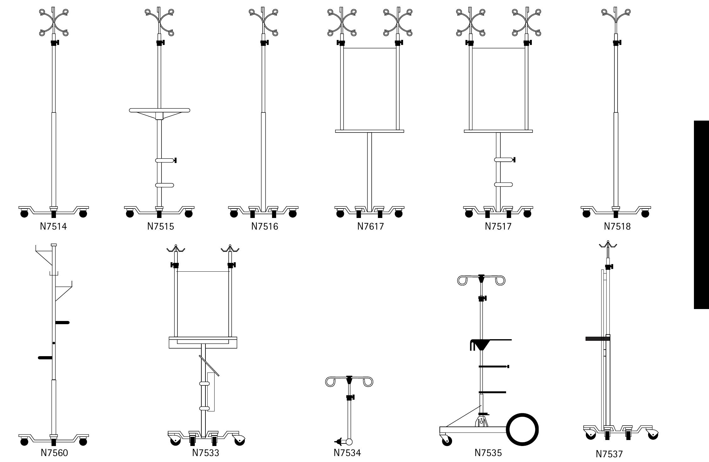 Custom iv multi stand for space infusion pumps, support