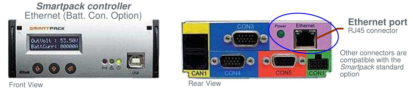 The smartpack controller, ethernet & battery connections