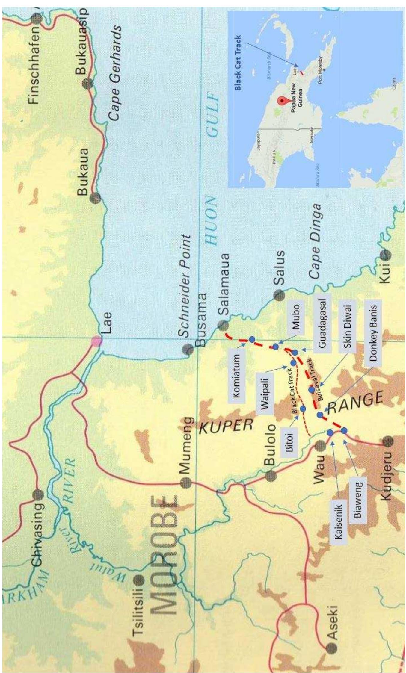 Map 1 the black cat track and villages, papua new guinea