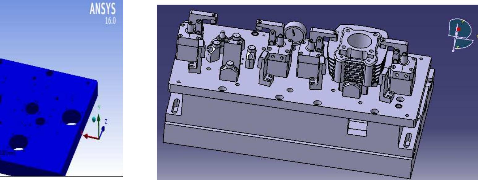 -13: final cad model of complete fixture assembly from above