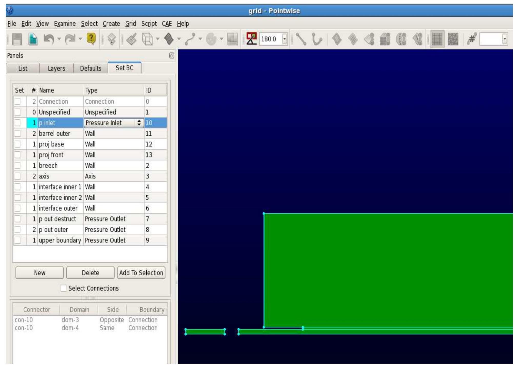 Computational grid with boundary conditions in pointwise
