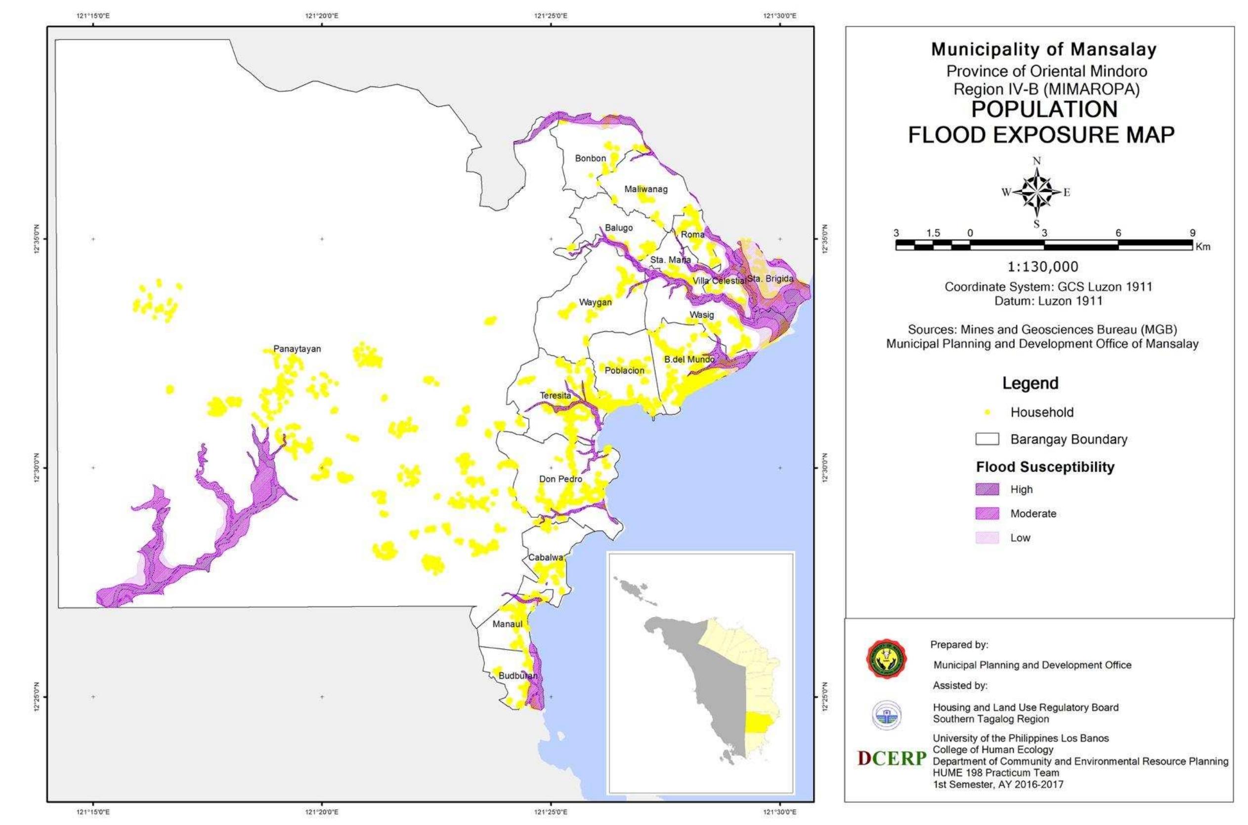 Flood exposure map for population