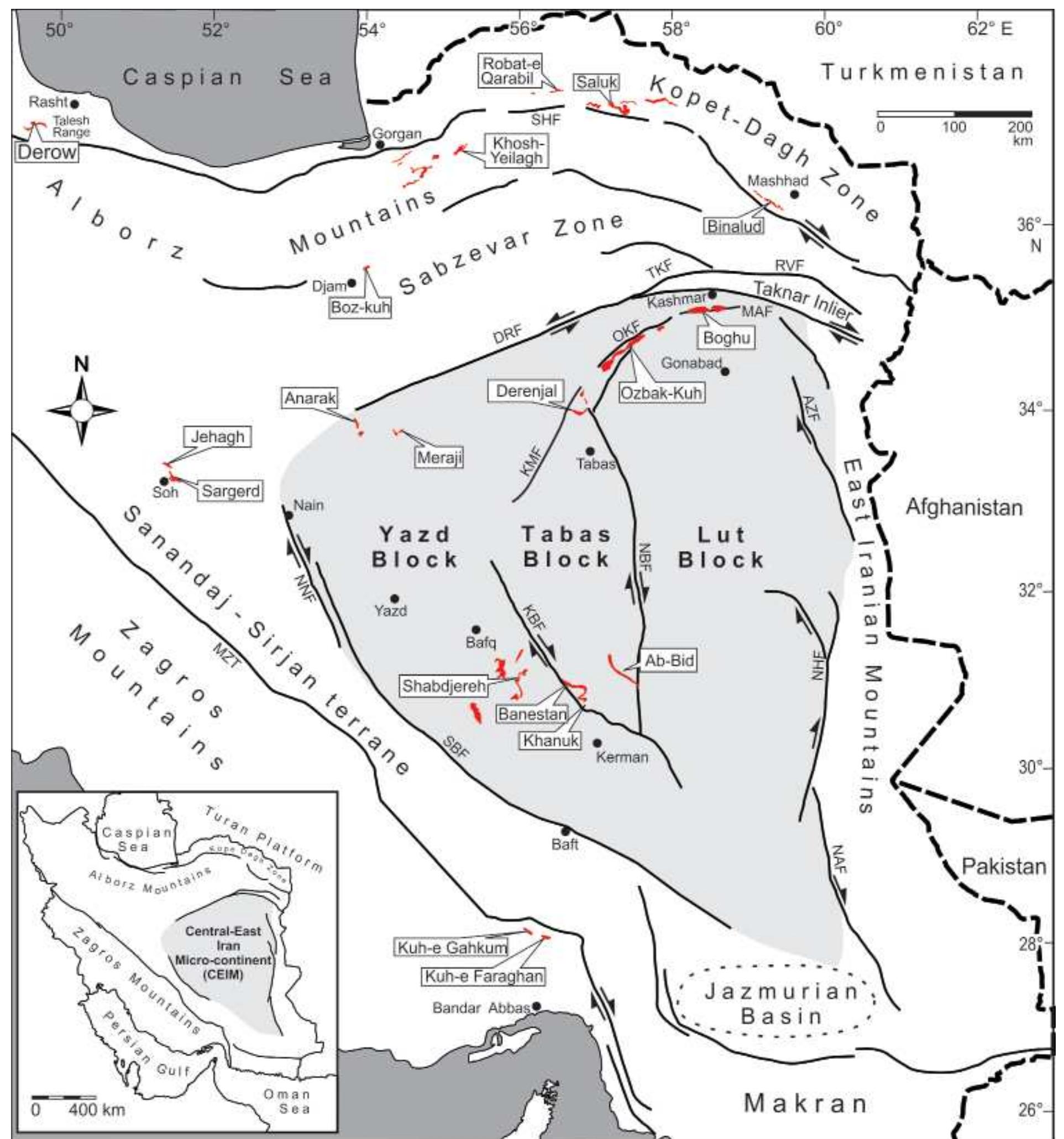 Text-fig. 1. simplified tectonic maps of iran showing the