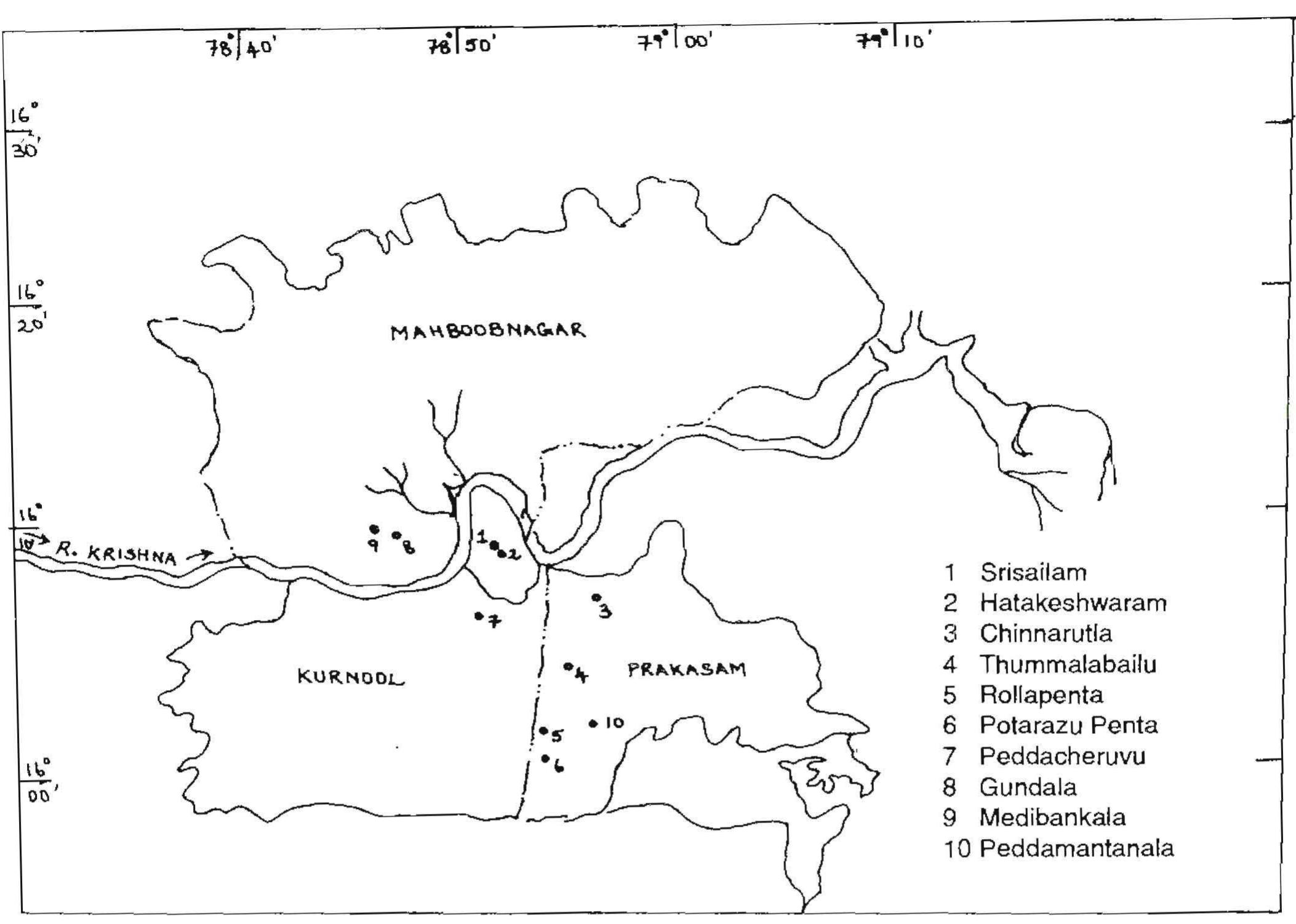 Map of the study area and the chenchu settlements
