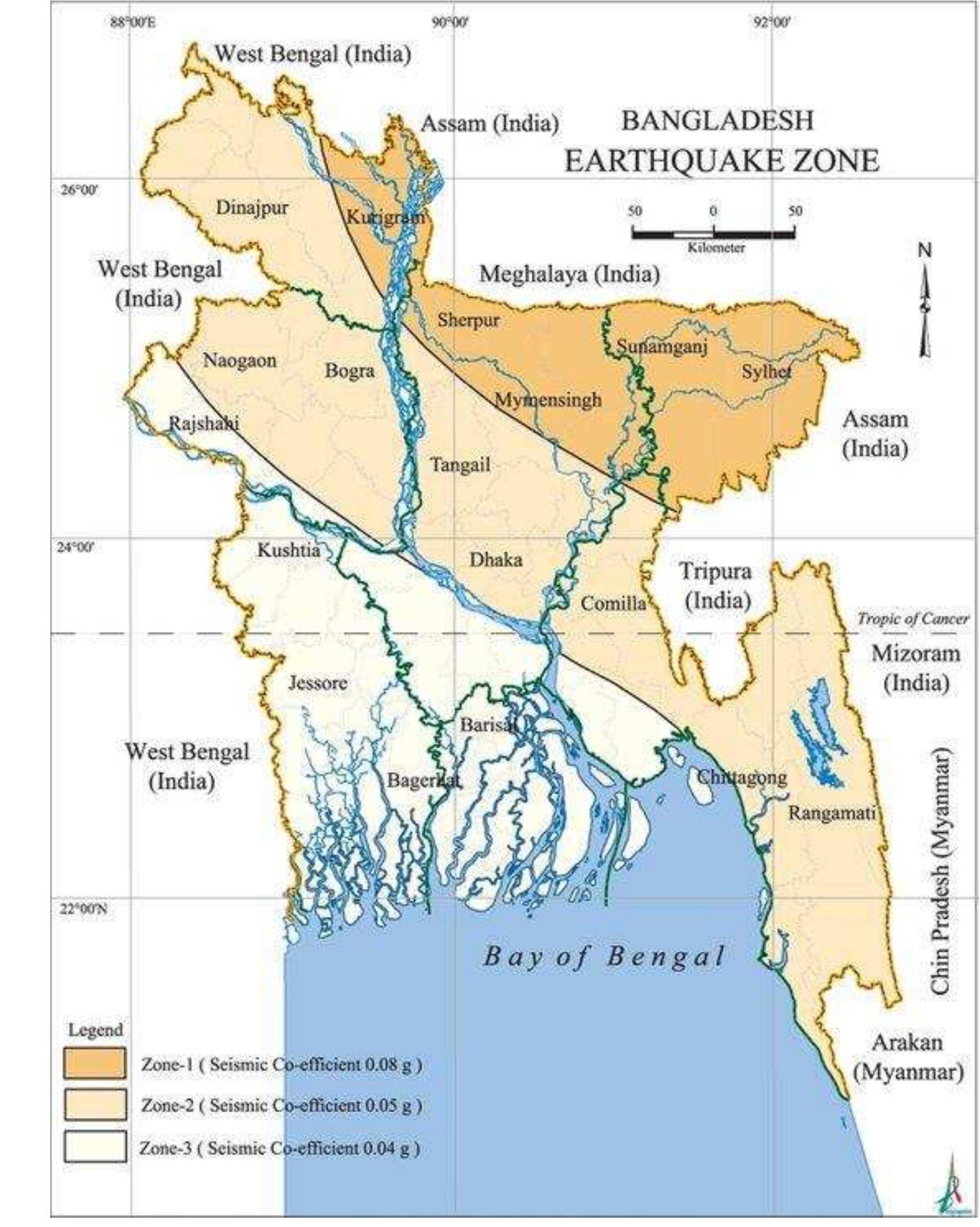 5.2.1 seismic zoning map of bangladesh