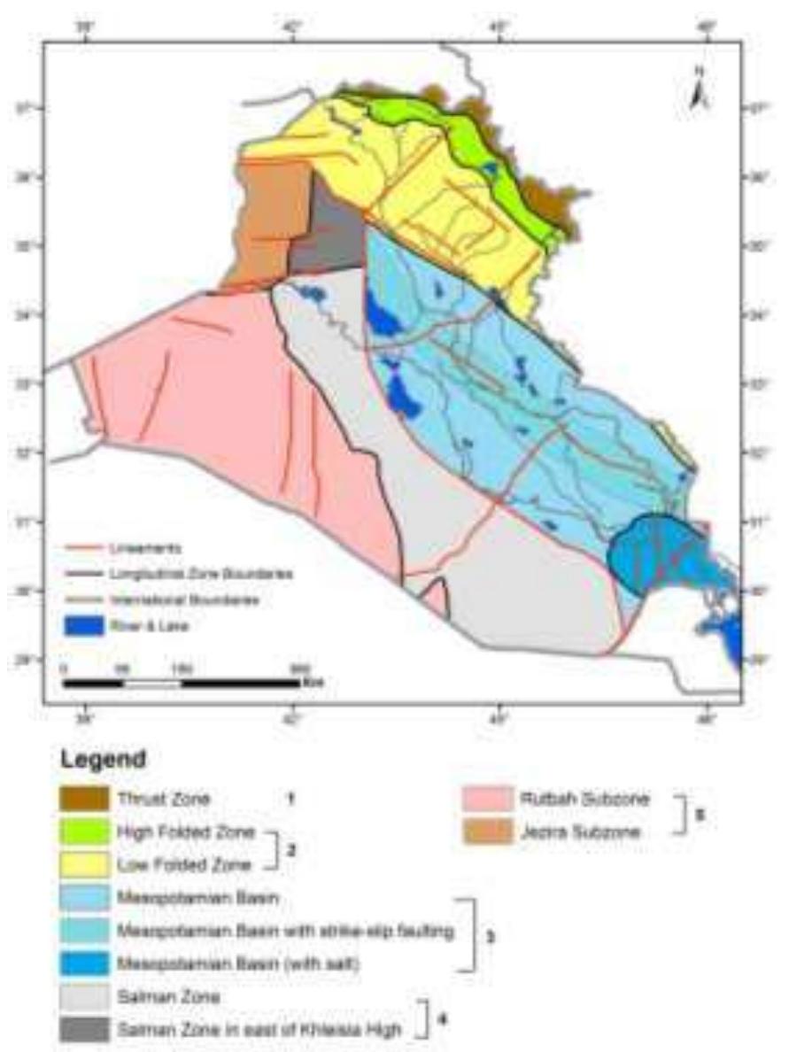Structural elements map of the iraq [modified after 7]
