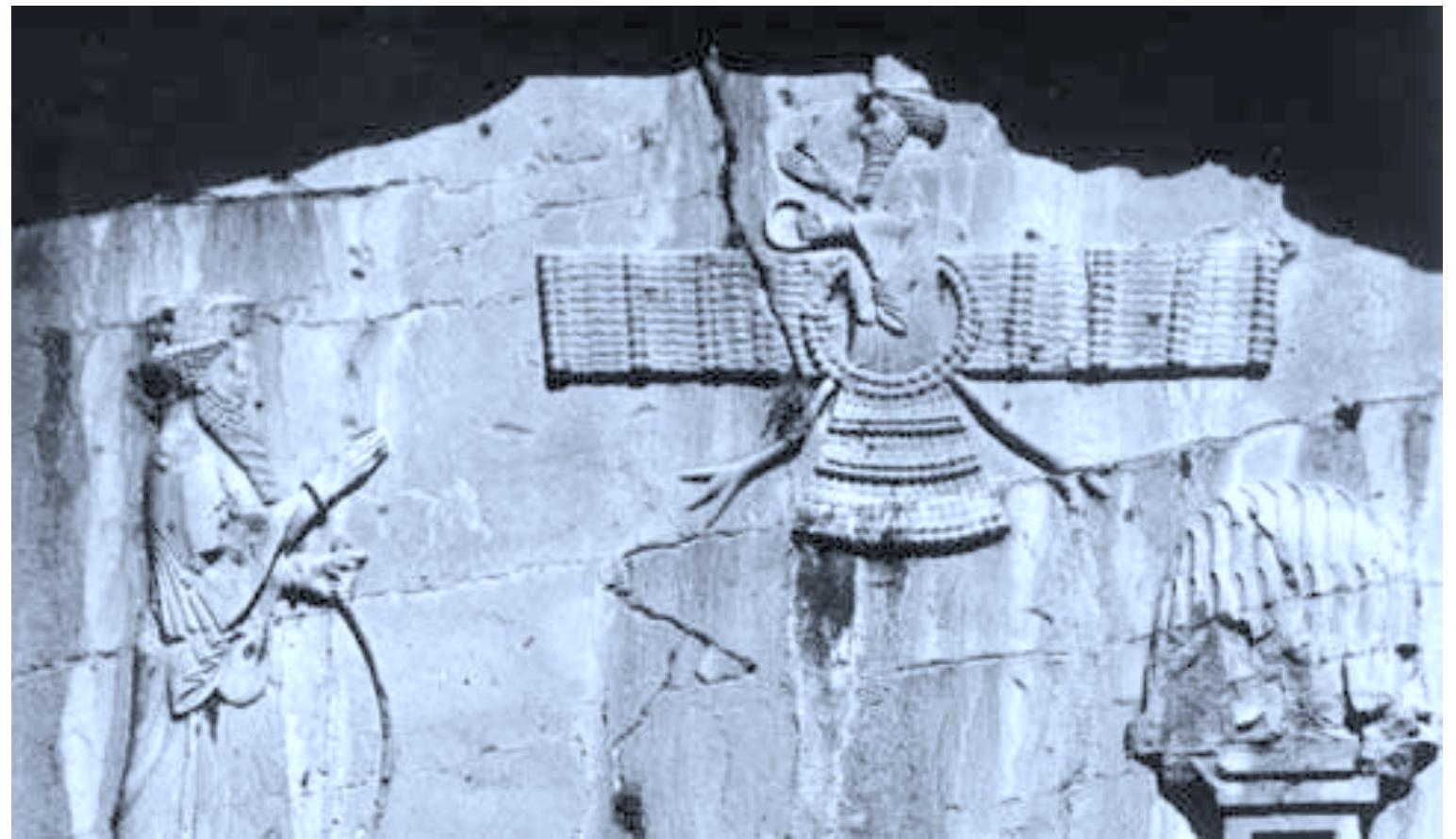 - xerxes facing ahura-mazda. xerxes’ tomb, nagsh-e rostam