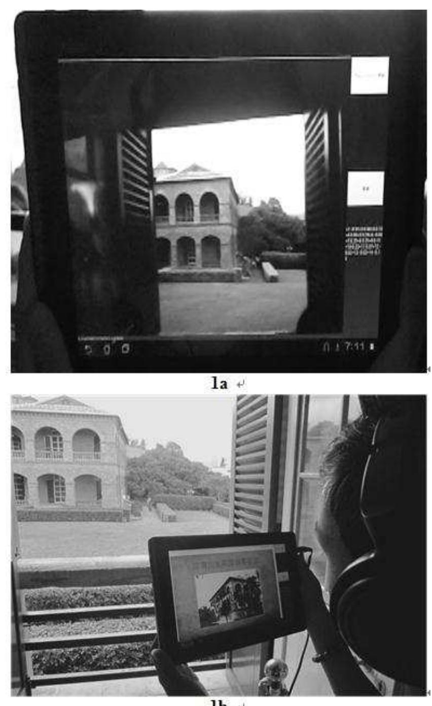 A visitor using the ar system to identify a historical site