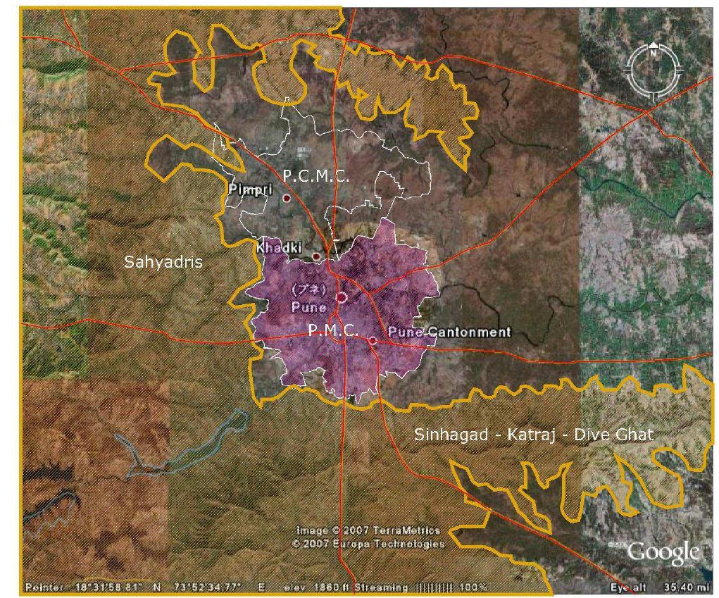 Geographical setting of pune city source: 1) district census