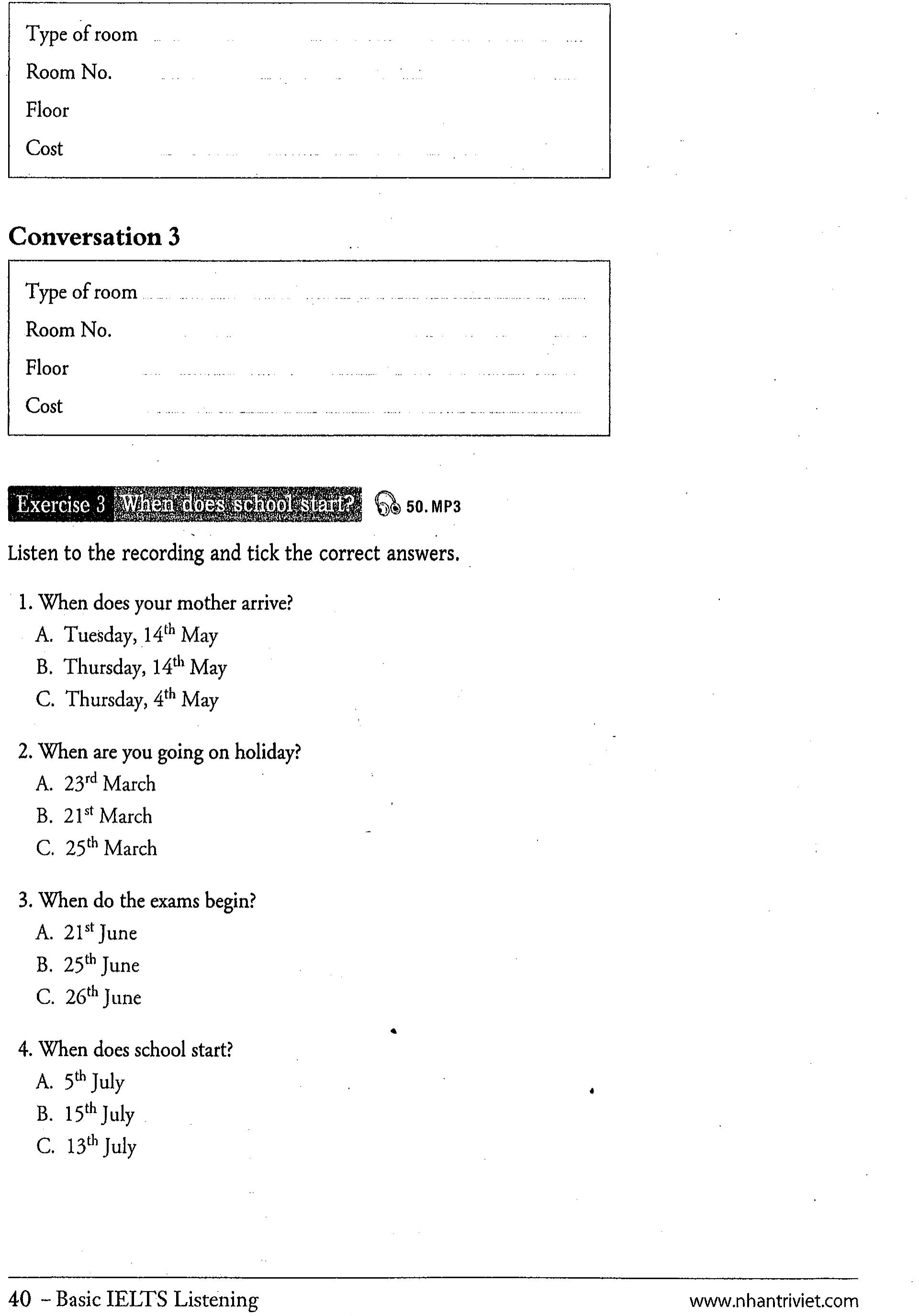 Table 12 - Basic ielts listening