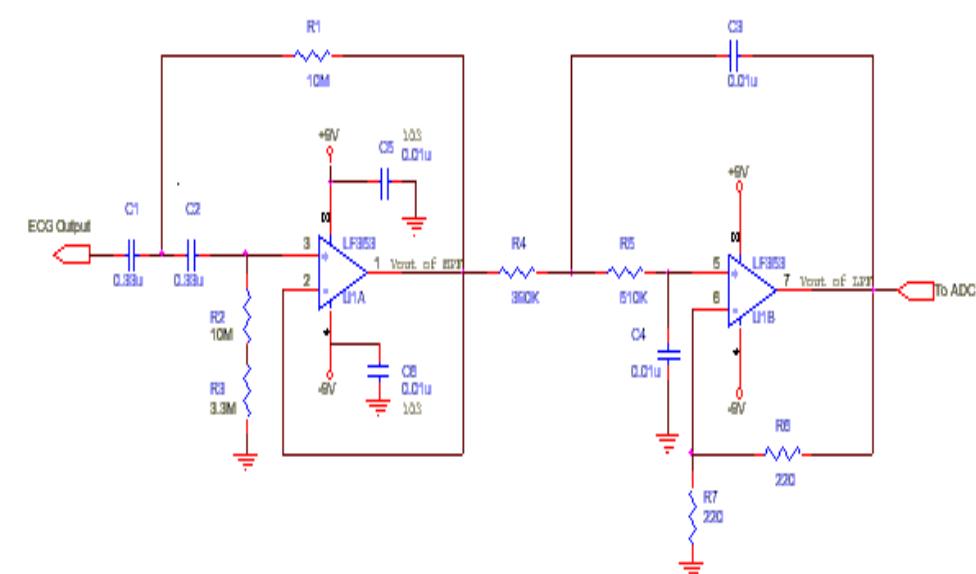 Ecg signal conditioning circuit - 2™ order butterworth