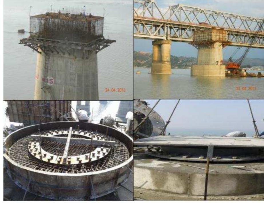 Pier cap, bearing pedestal & bearing heavy pier cap with 420