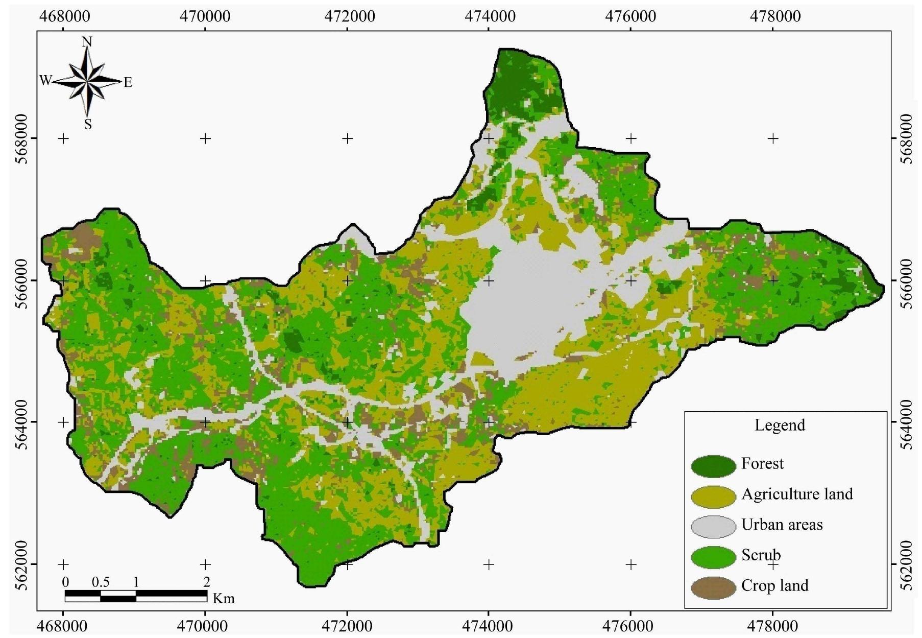 Land use map of the kalaya watershed in 2010 using