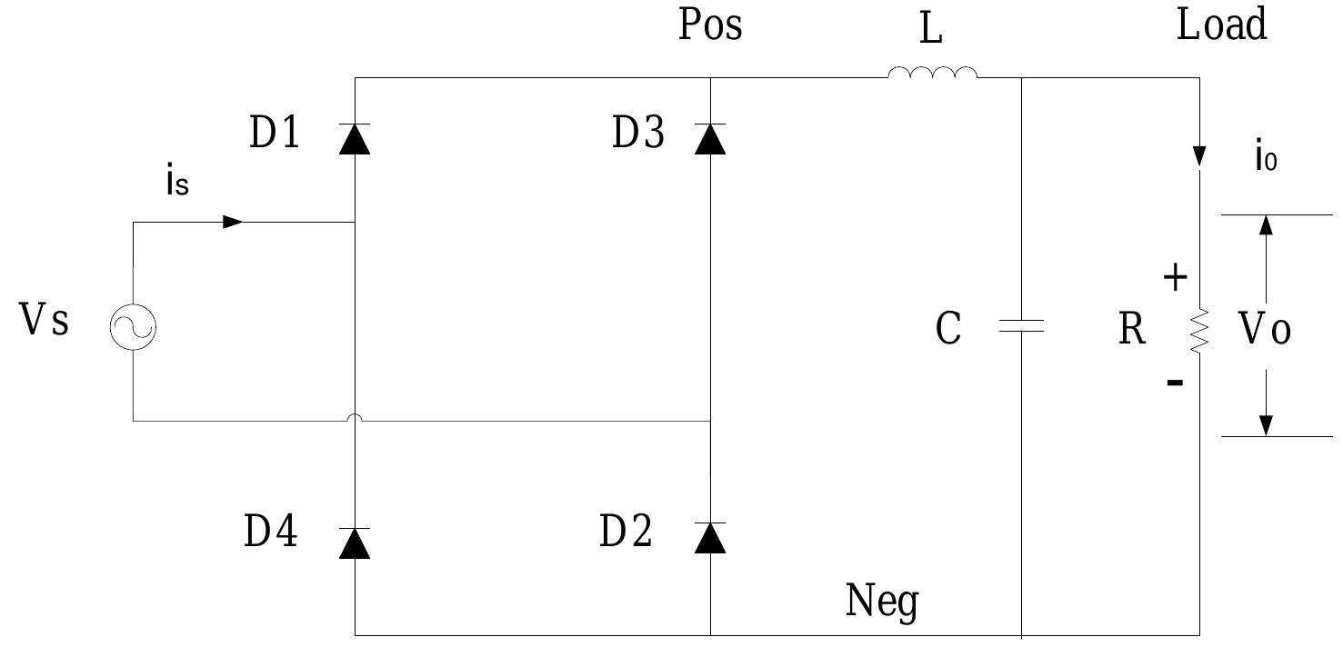A. full-wave bridge rectifier with a capacitor-inductor
