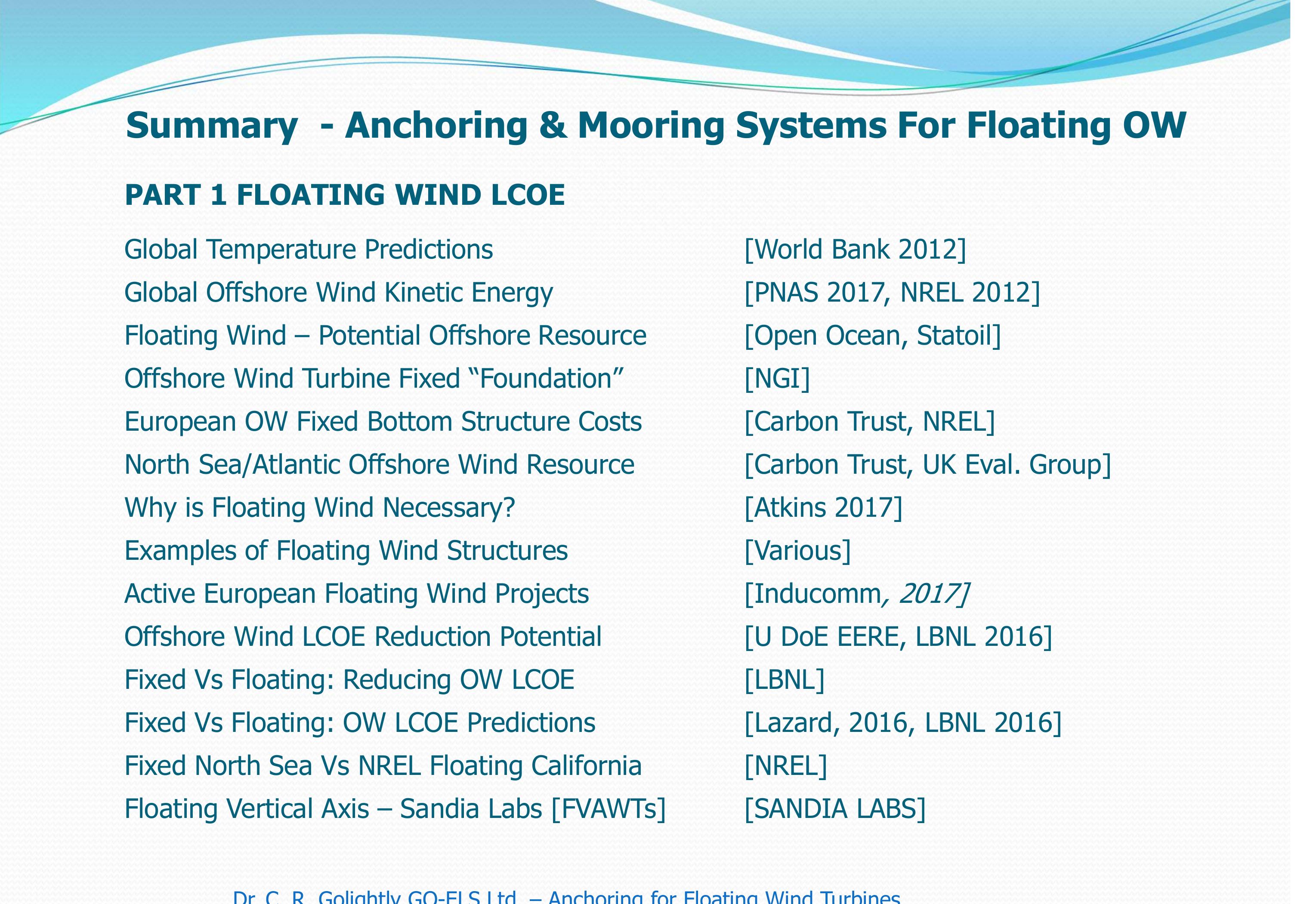 Figure 2 - Anchoring & Mooring for Floating Offshore Wind