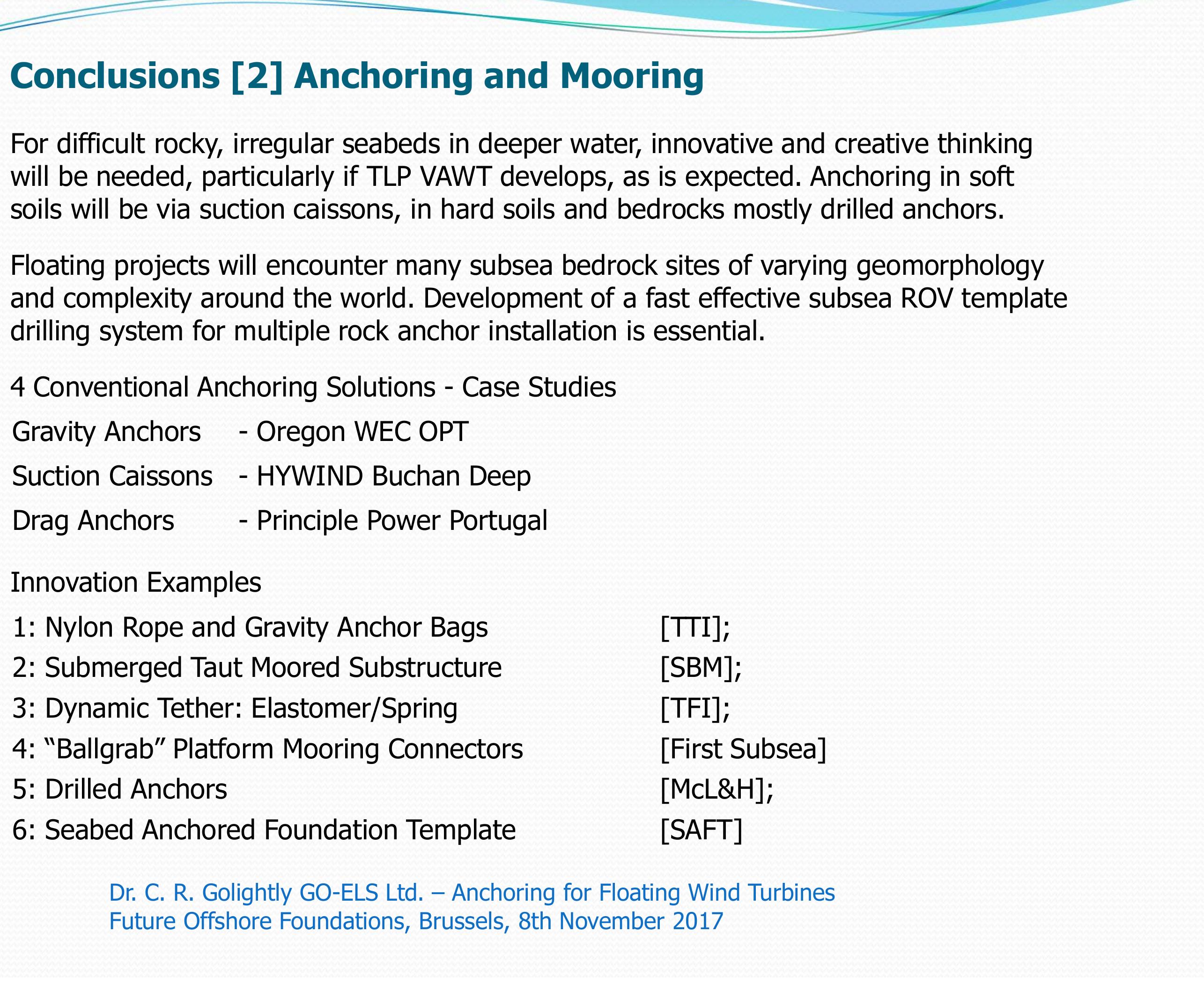 Figure 28 - Anchoring & Mooring for Floating Offshore Wind
