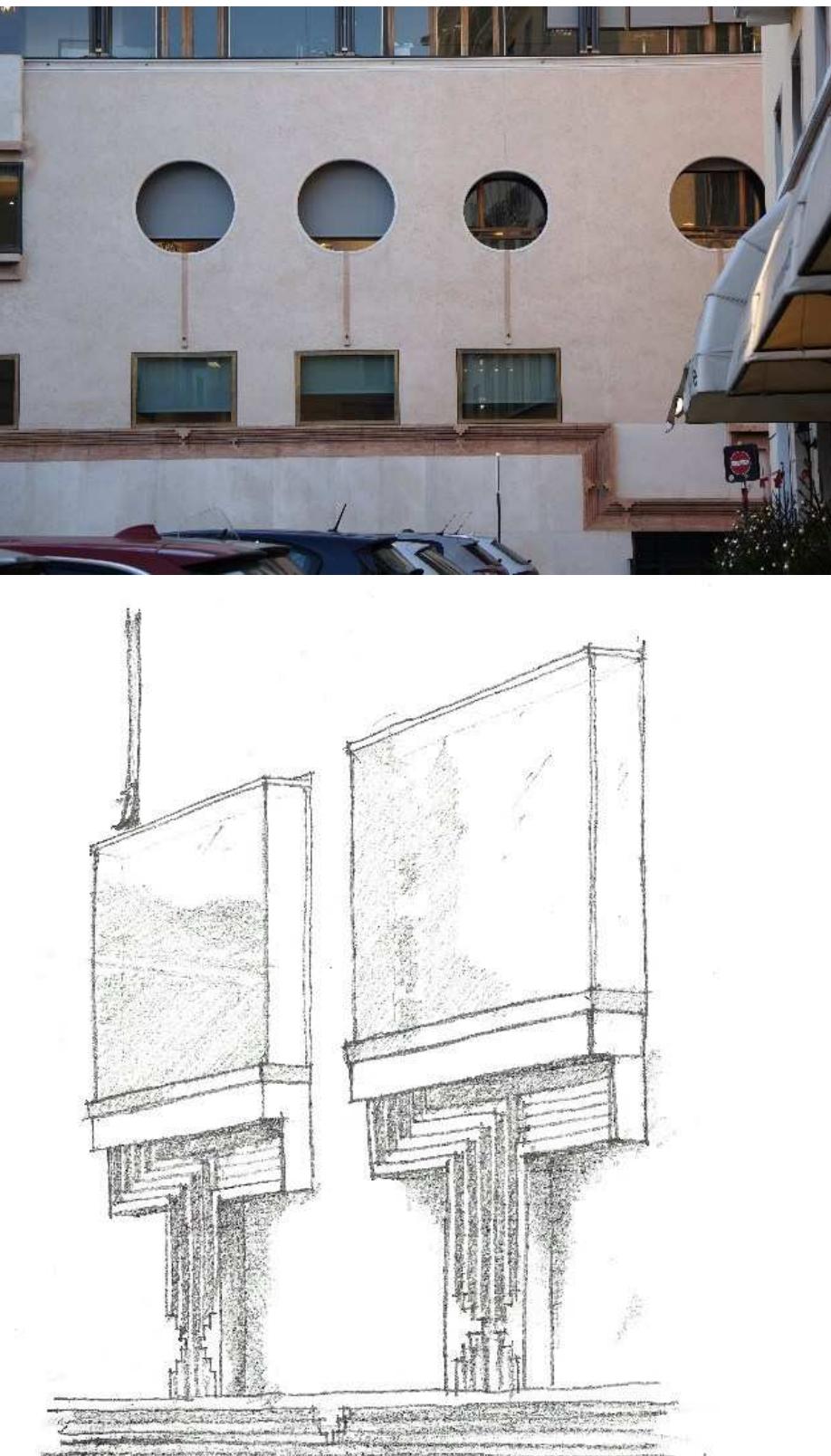 Illustration 21: composition of windows & ziggurat form,