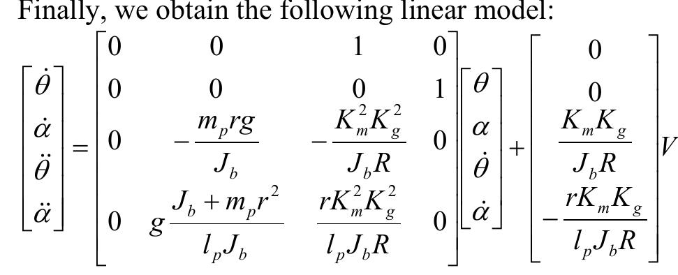 Lqr control for rotary inverted pendulum the linear model