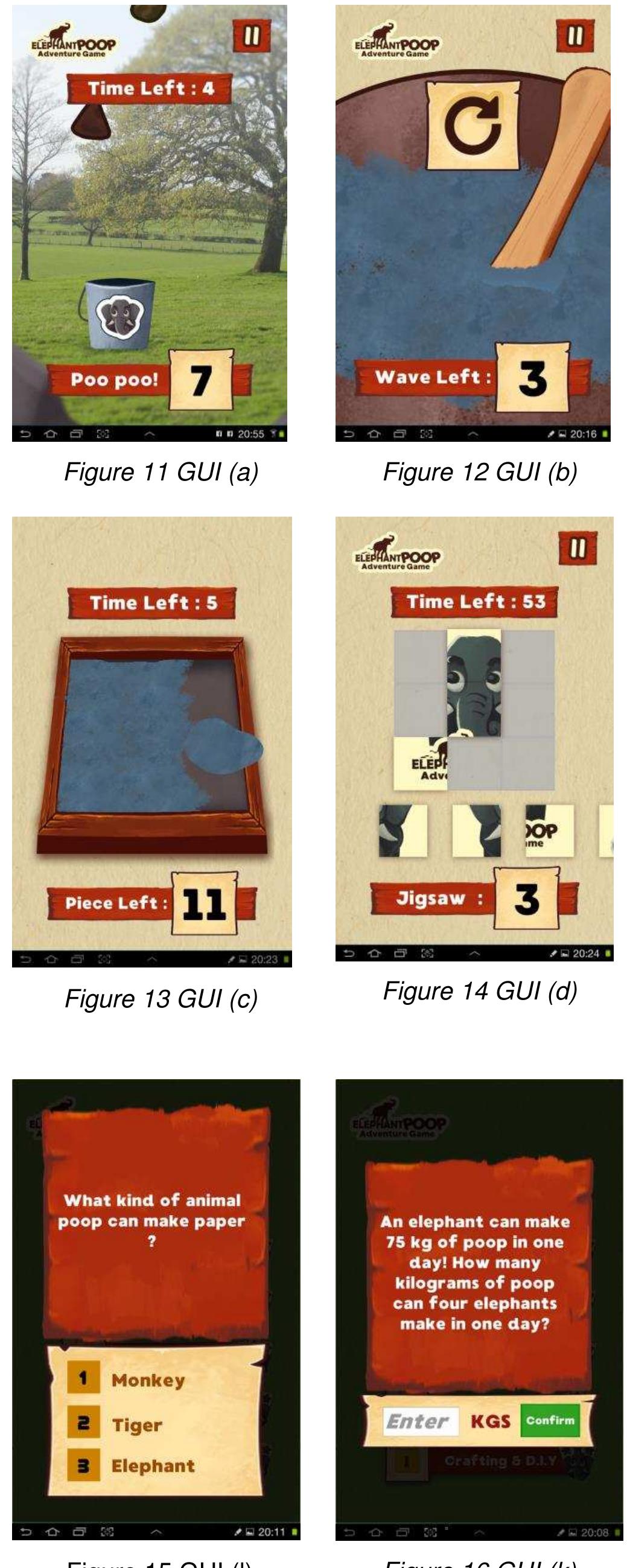 Figure 8 - "The Elephant-Poop mobile game – Design for