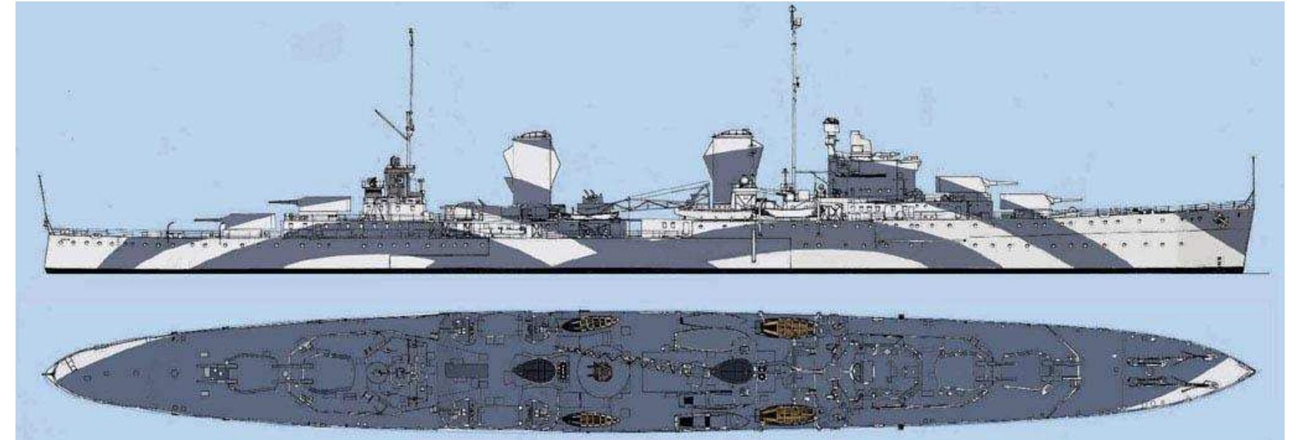 Aschematic of perth, showing the vessel’s first camouflage