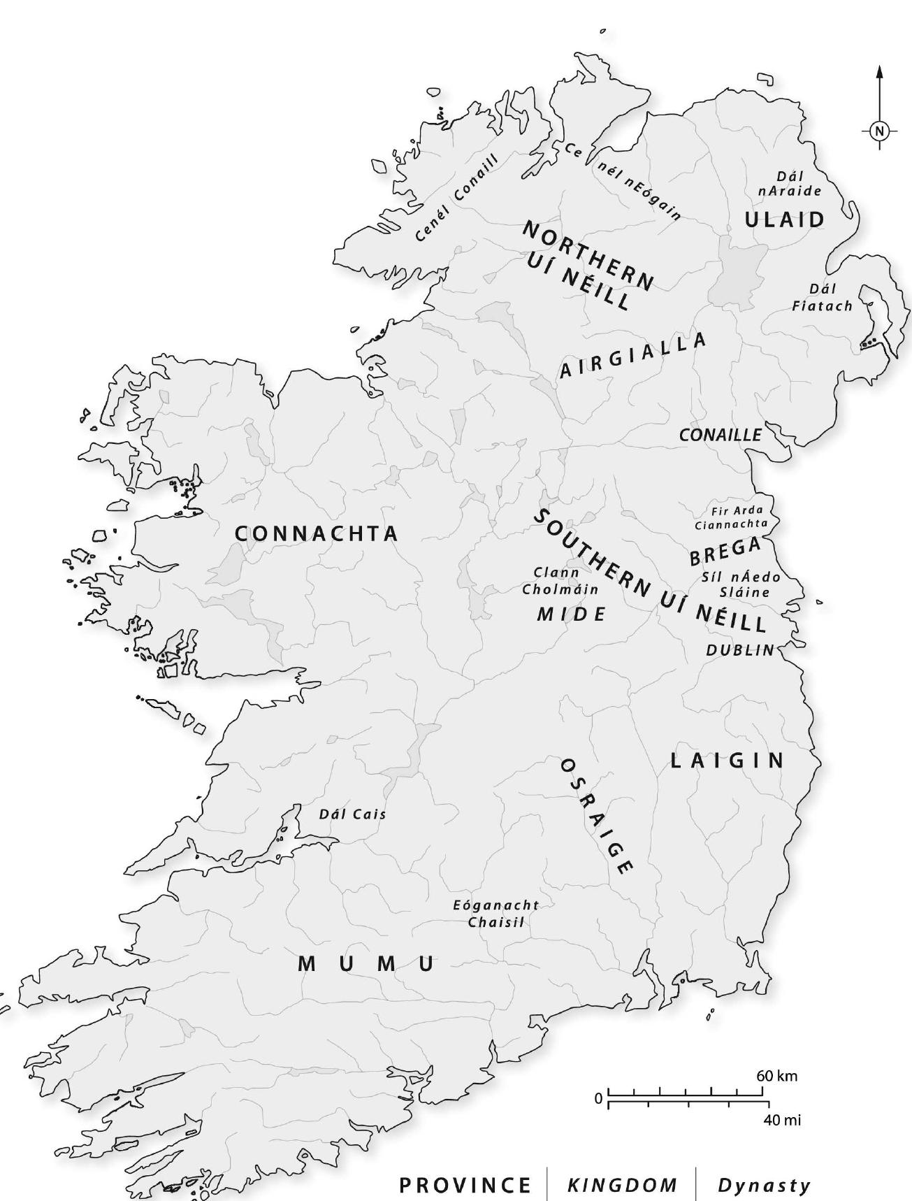 1 map of ireland showing the kingdoms and principal