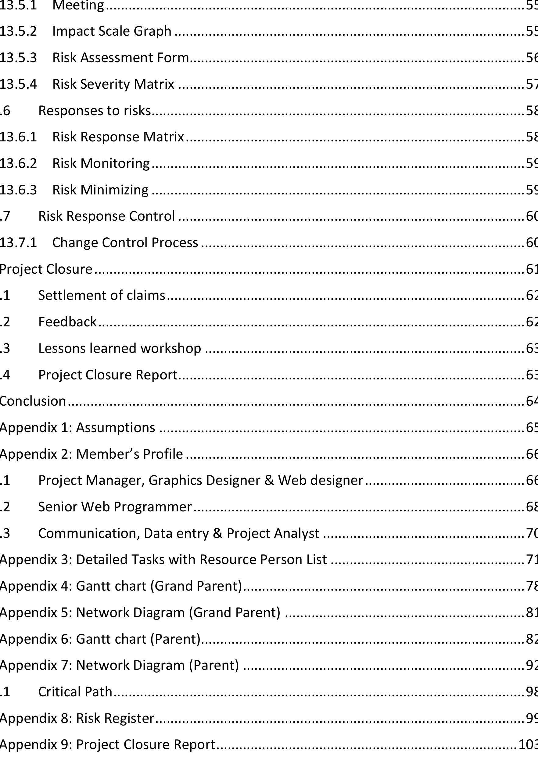 (PDF) Project Report of Website Development Project management