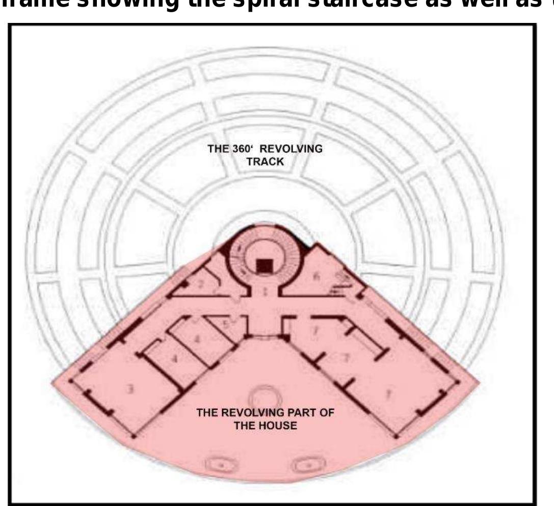 Lower floor plan where the villa can rotate 360 degrees over