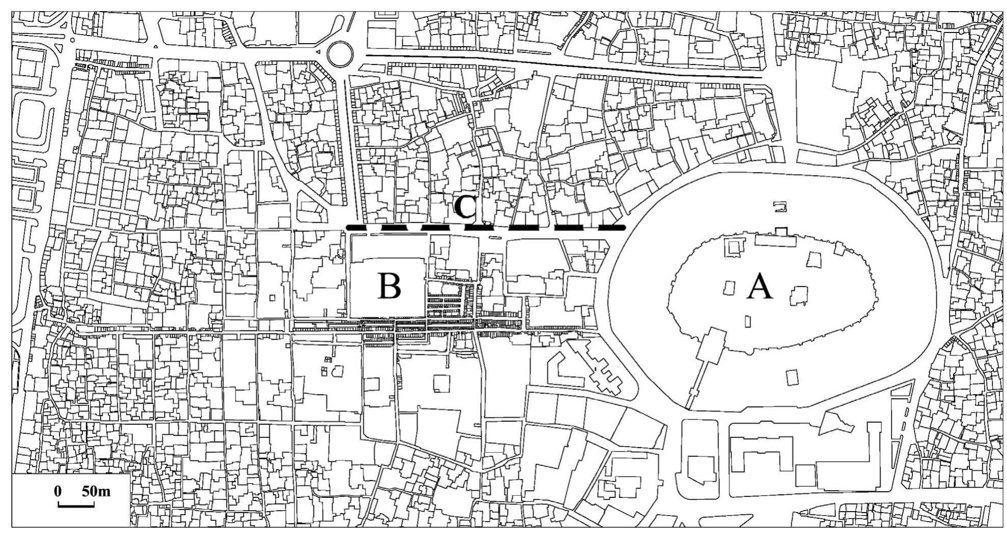 General plan showing the streets‘ network in the old city