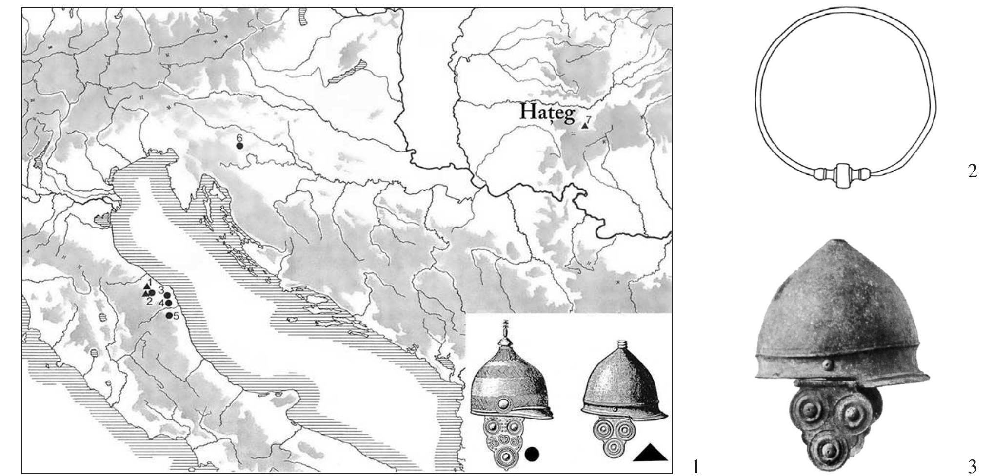 1) distribution map of the bronze helmets with mobile