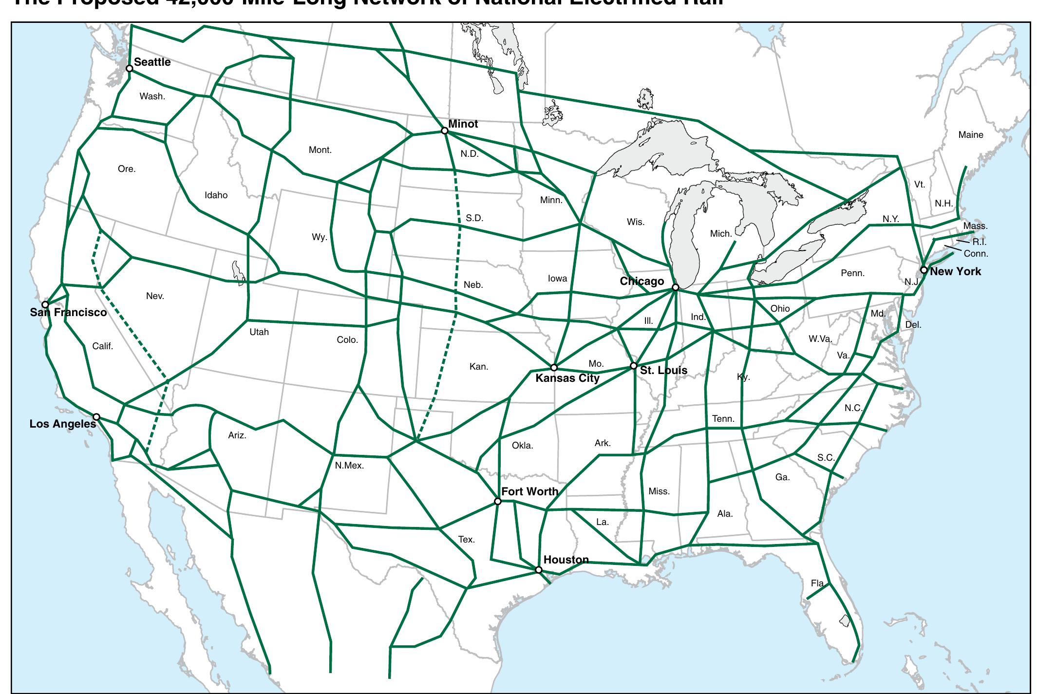 This route network of electrified intercity rail would