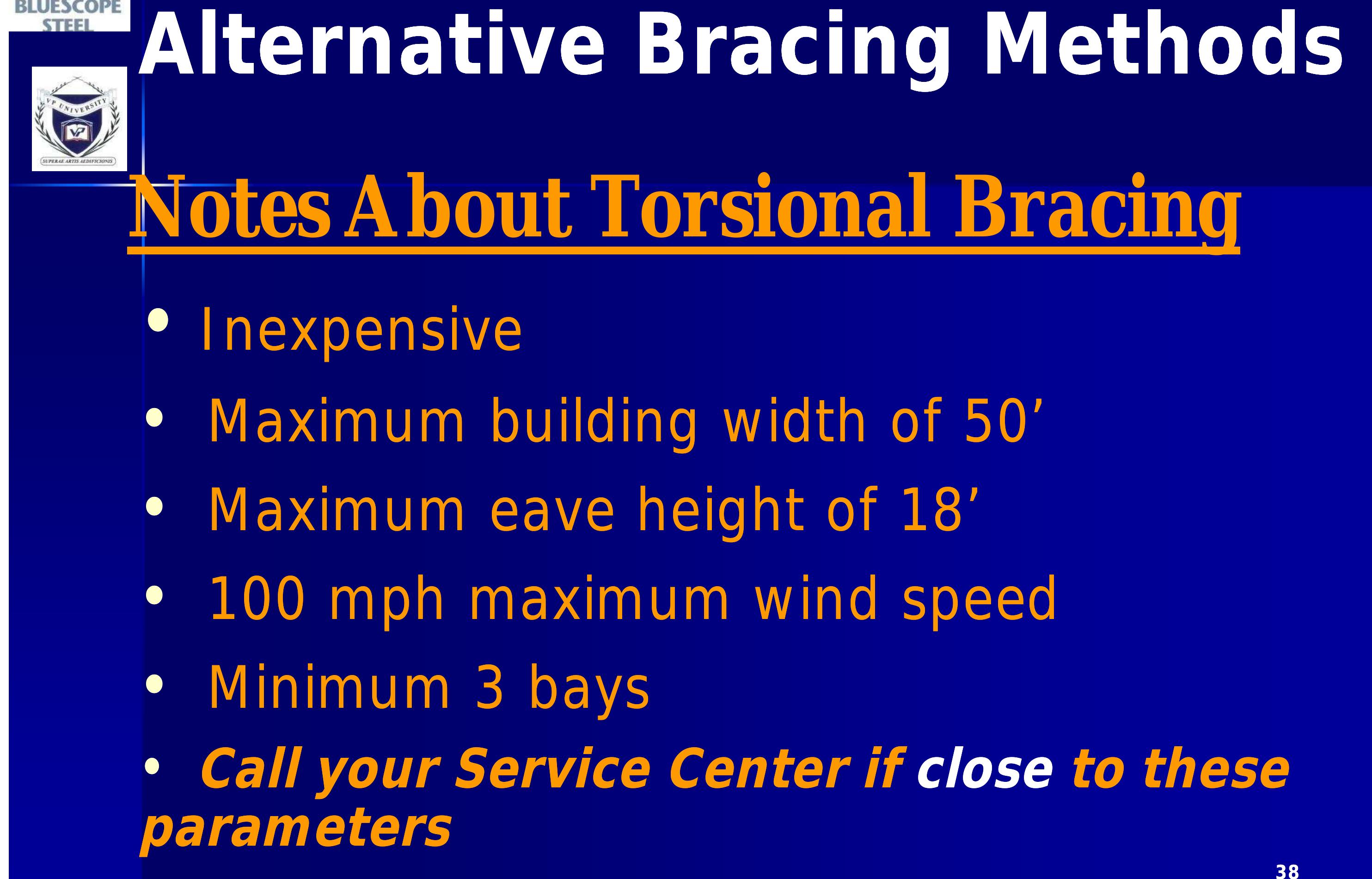 Table 1 - Bracing Systems Bracing Systems