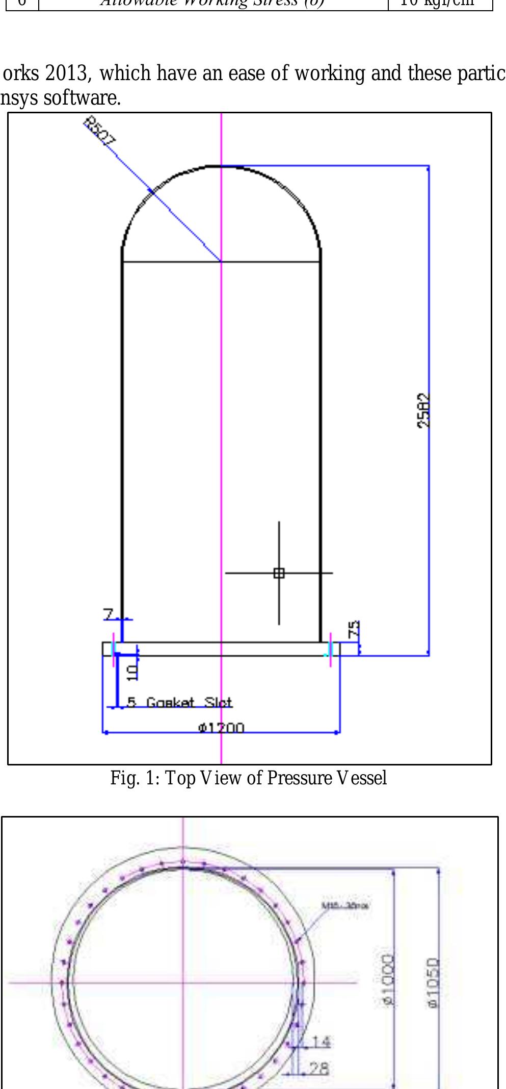 Bottom view of pressure vessel 2d drawing is made according