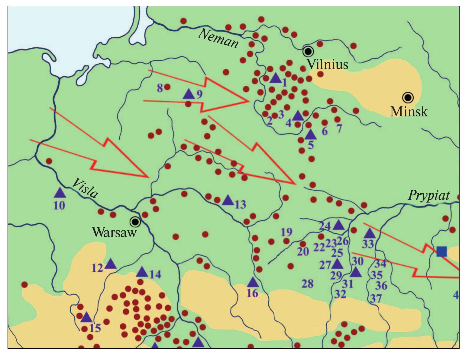 Map of distribution of janislawice culture sites. neman