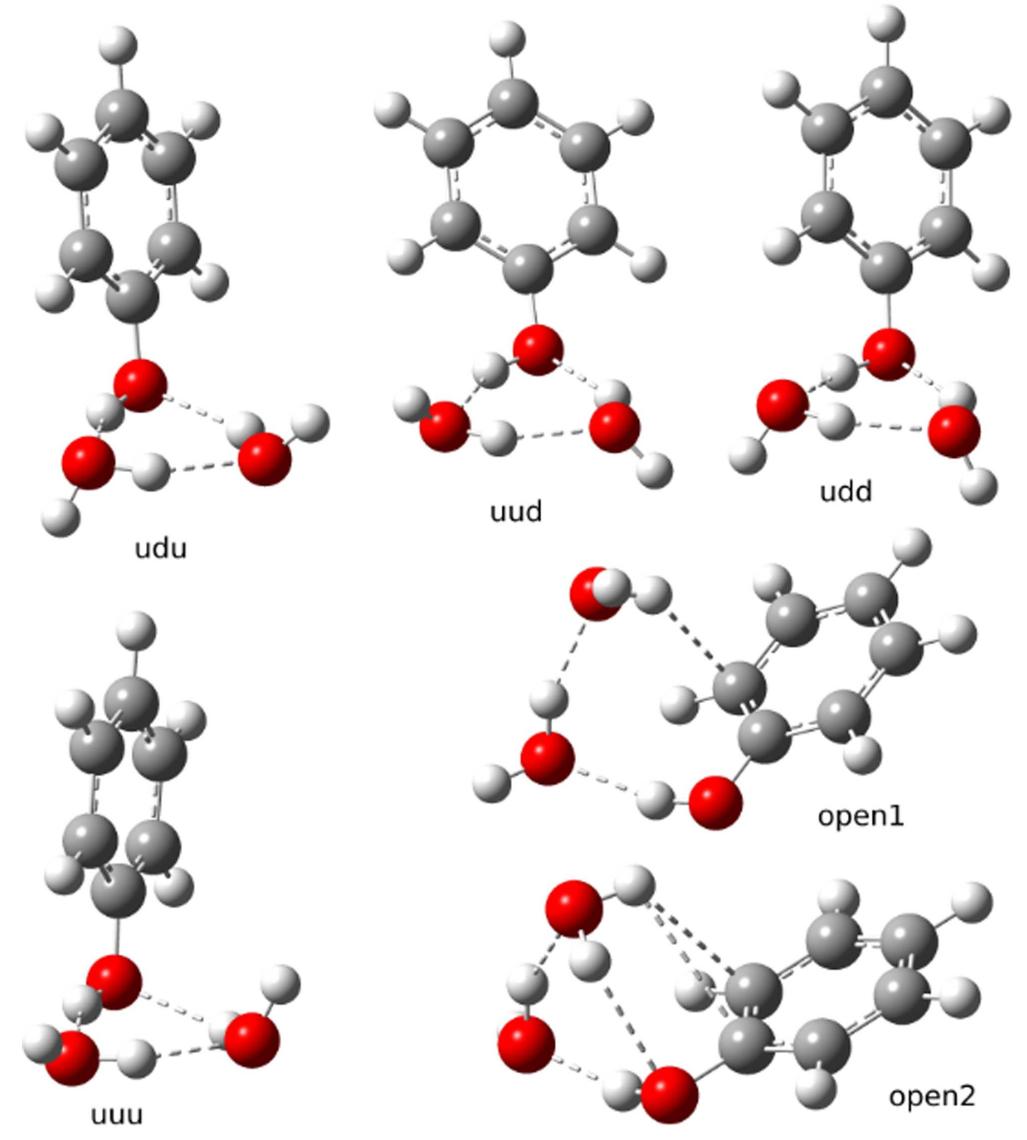 Low energy structural isomers of the phenol-(h20), cluster
