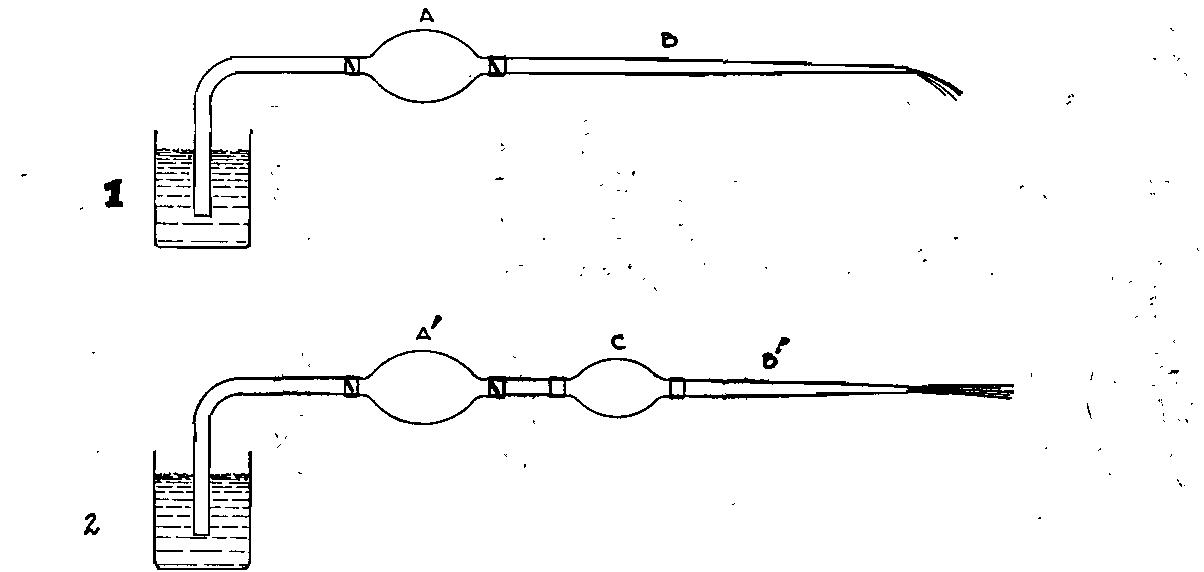 Between strokes. no liquid will issue from the distal end of