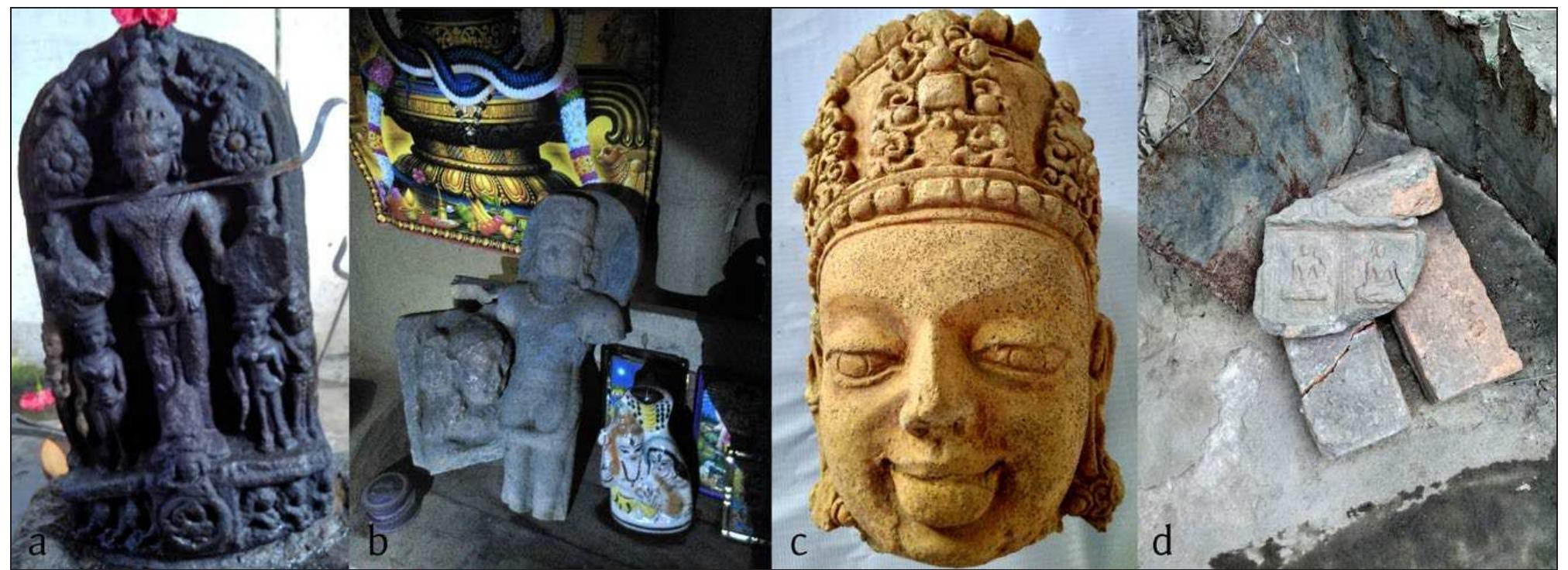 (a) stele of surya, hirapara, mornai. (b) terracotta statue