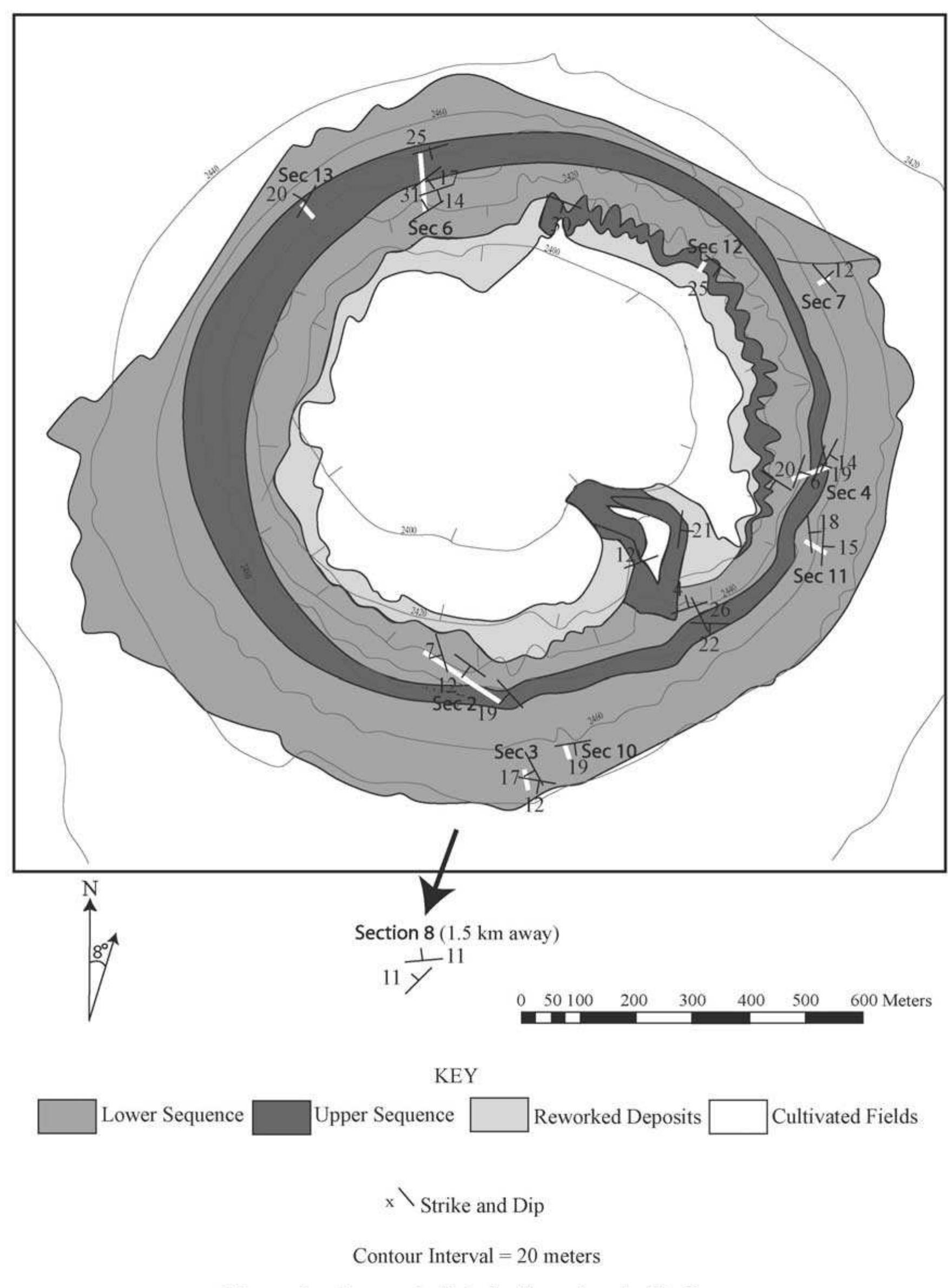 Simplified geologic map of tepexitl tuff ring.