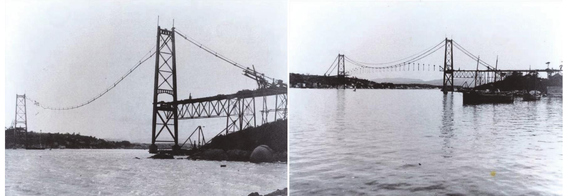 Main span assembly pictures (a) the pylon and the employment