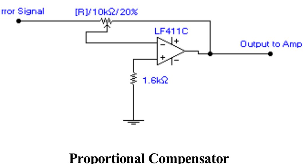 The compensator shown is a simple inverting amplifier. the