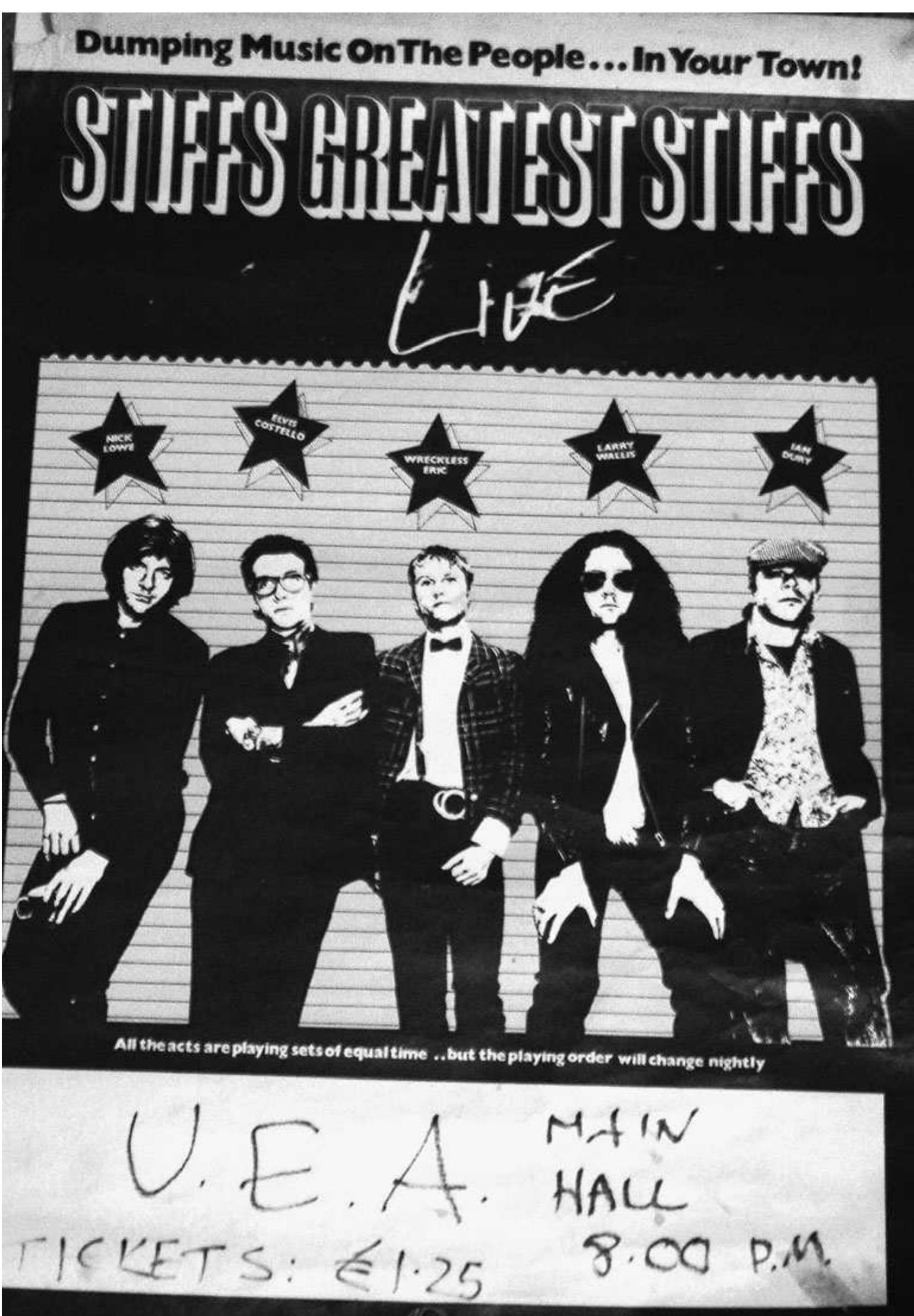 Stiff records package tour poster, 1977, dury far right: